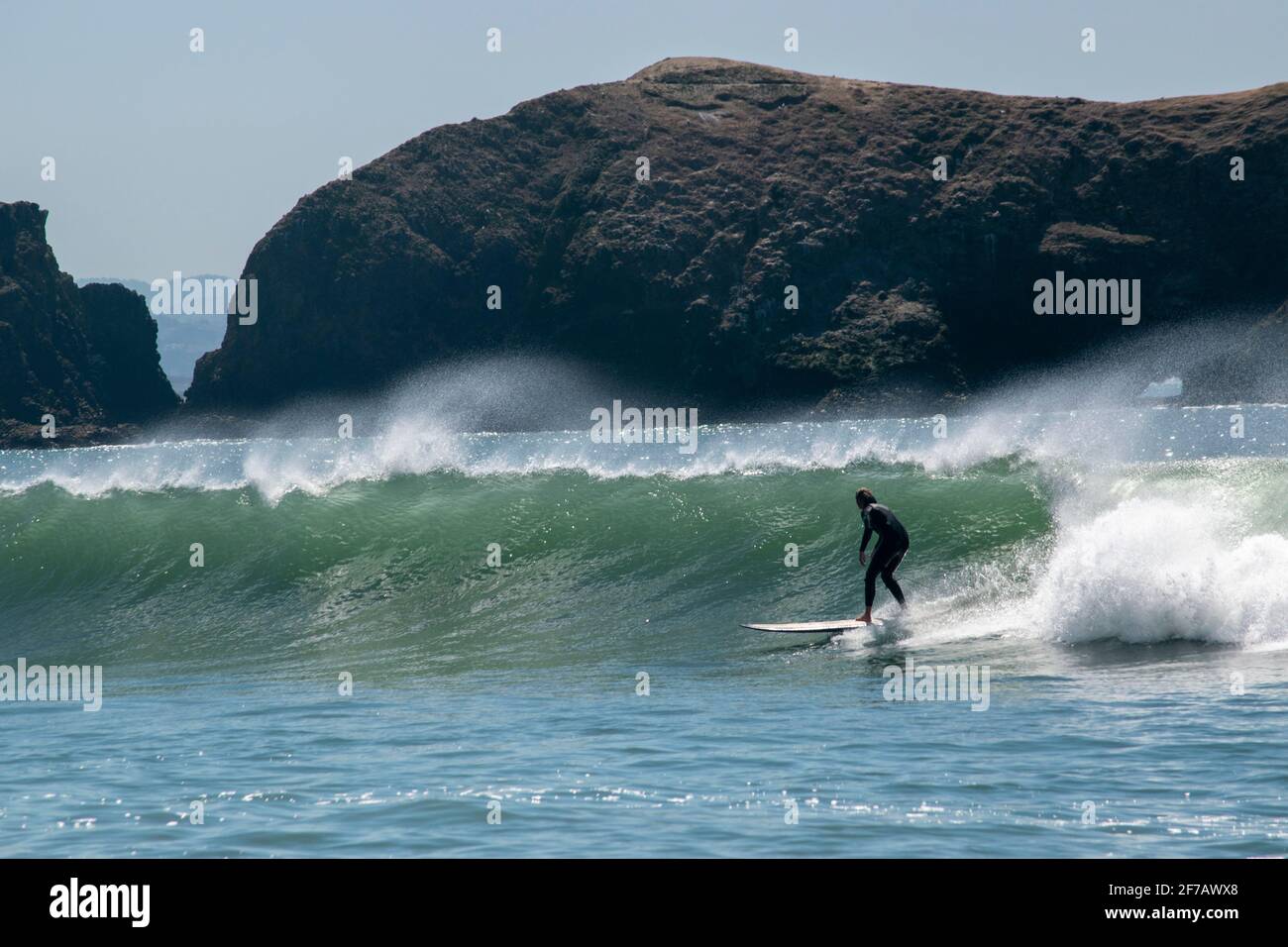 The waves at Rodeo Beach in the Marin Headlands in the Bay Area of ...