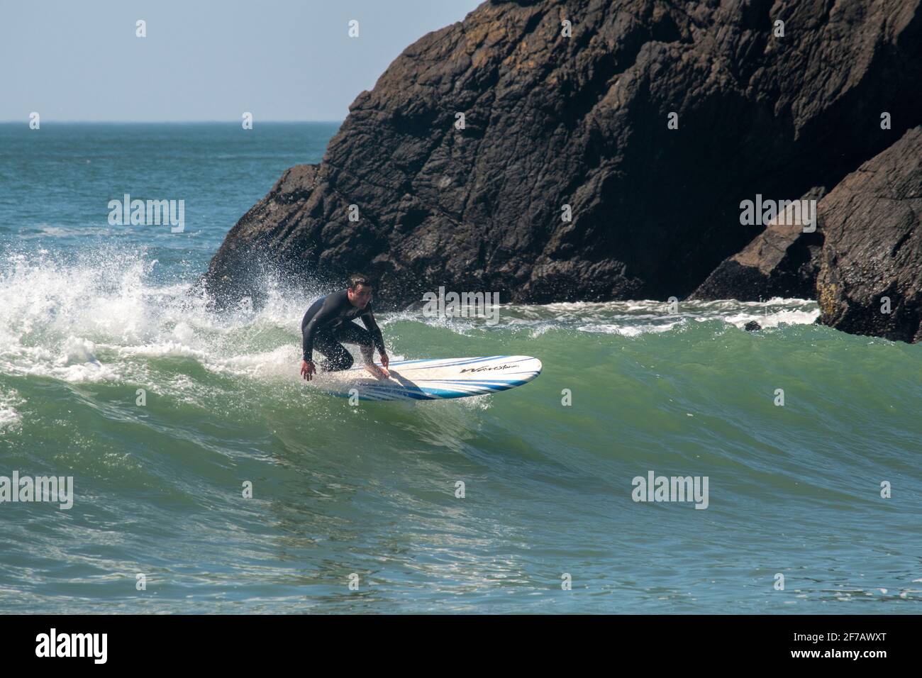 The waves at Rodeo Beach in the Marin Headlands in the Bay Area of ...