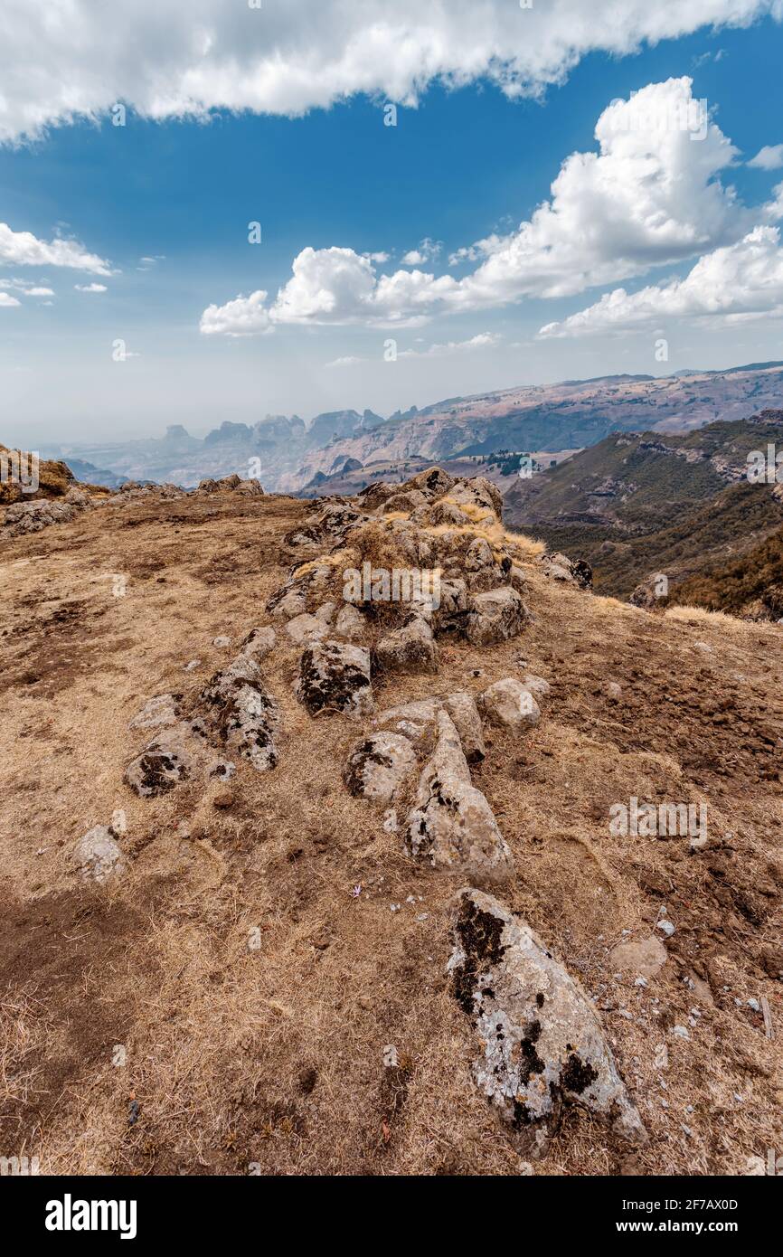 View of beautiful Semien or Simien Mountains National Park landscape in ...