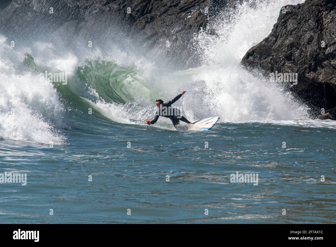 The waves at Rodeo Beach in the Marin Headlands in the Bay Area of ...