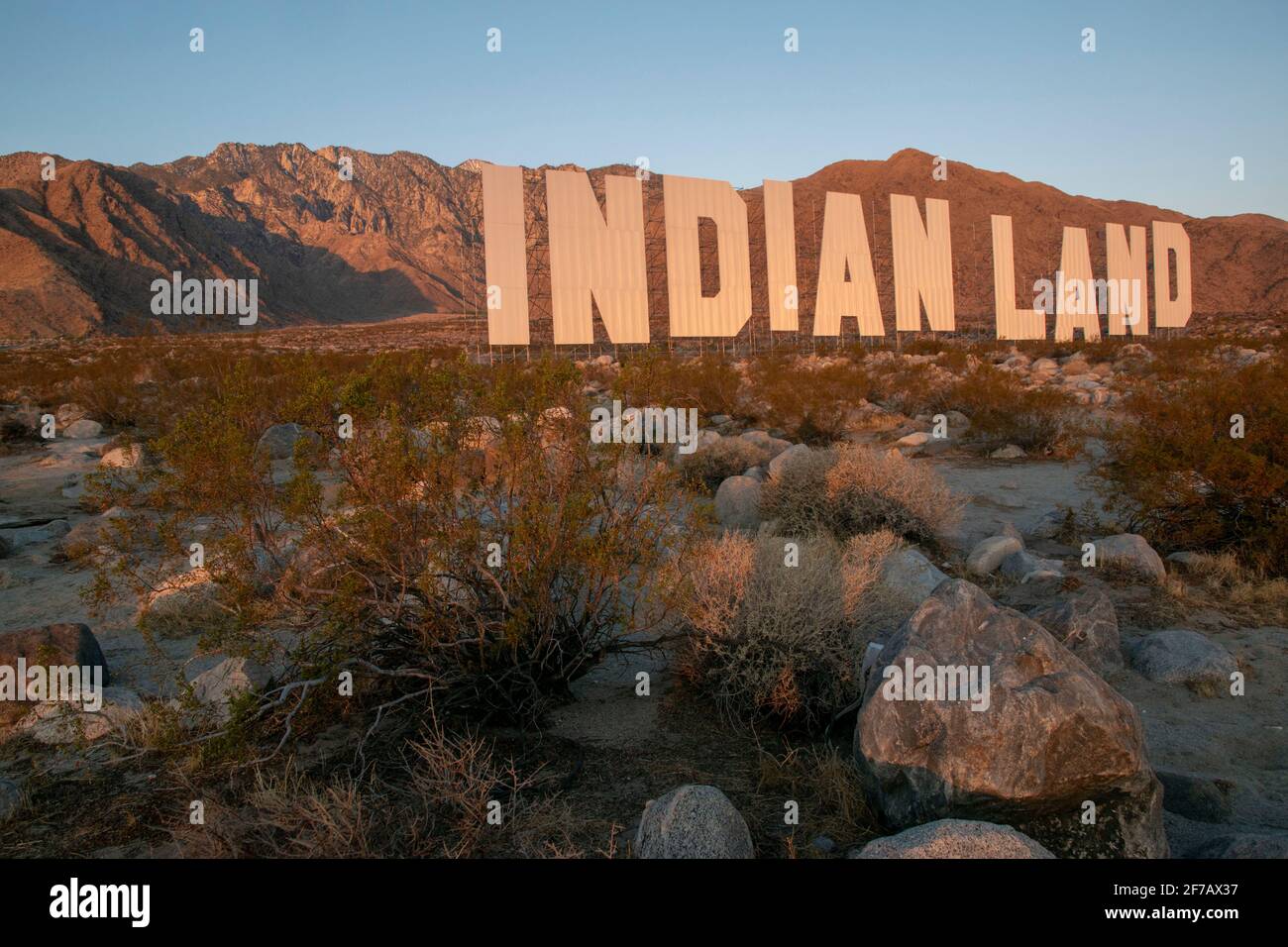 This Indian Land sign sits close to Palm Springs, CA, USA and looks ...