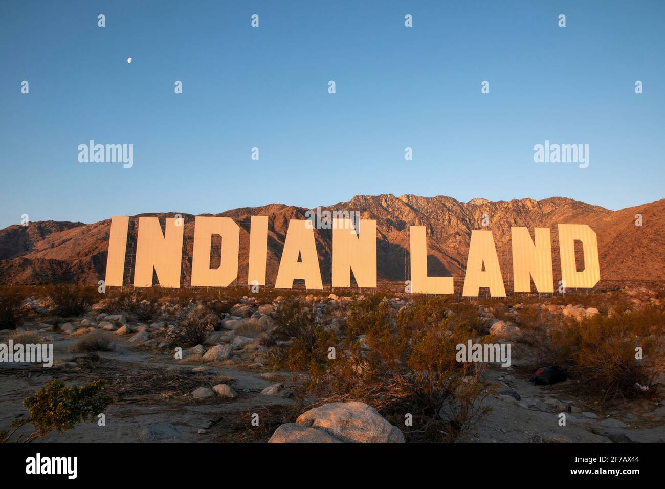 This Indian Land sign sits close to Palm Springs, CA, USA and looks ...