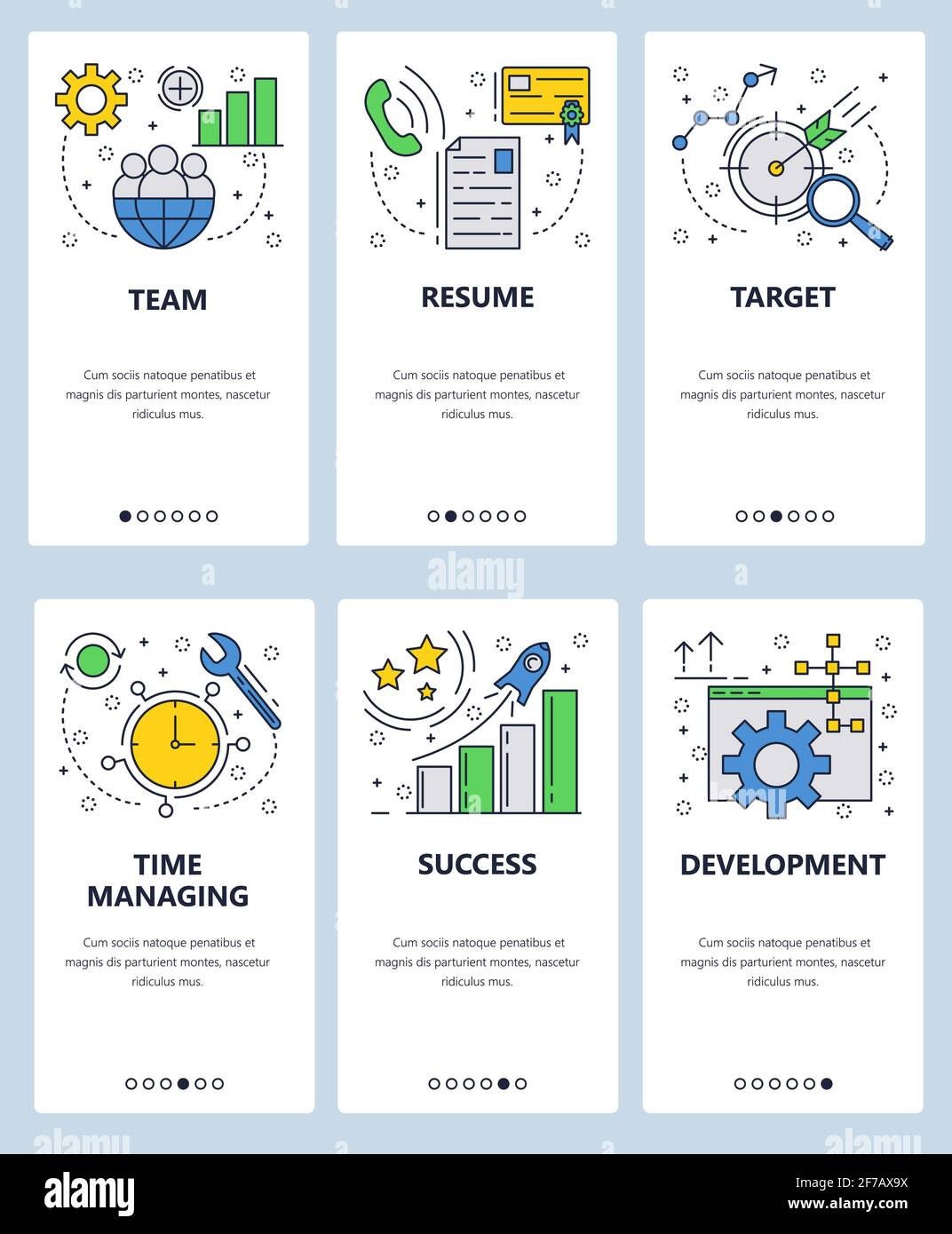 Vector web site linear art onboarding screens template. Time management ...