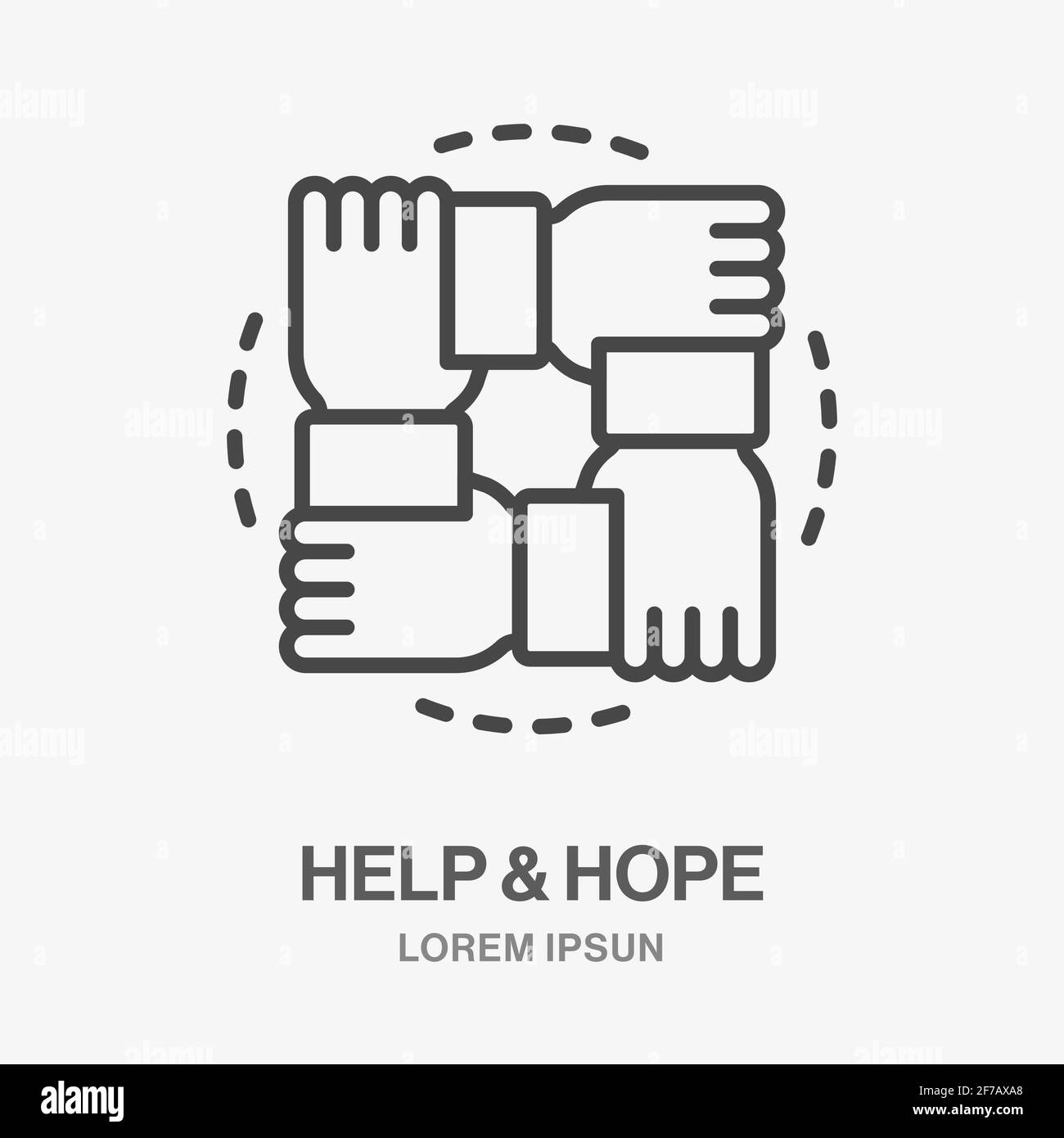 Teamwork line icon. Symbol of friendship, support, partnership. Vector ...