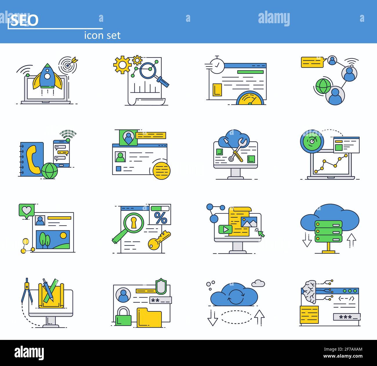 Vector set of SEO optimization and digital internet marketing. Online ...