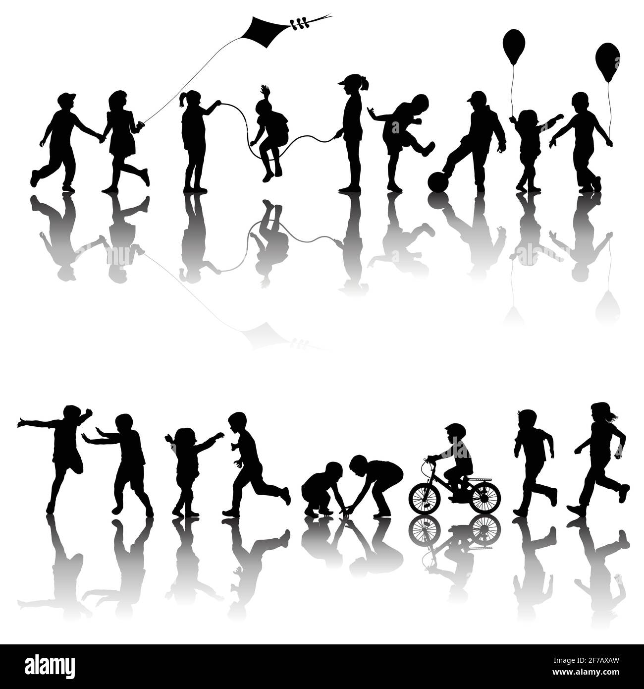 Two sets of black children silhouettes playing Stock Vector Image & Art ...