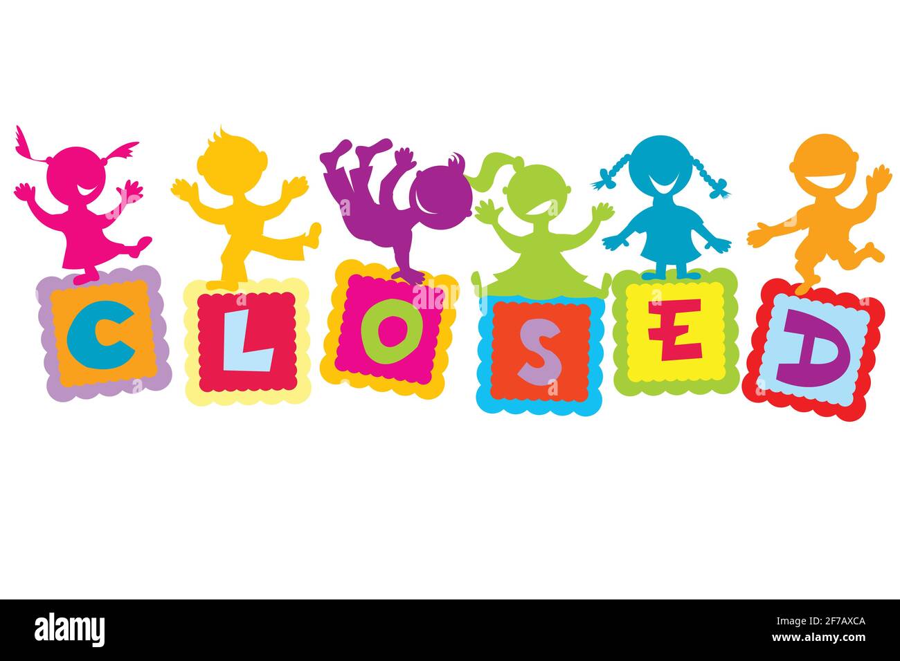 Closed sign with cartoon kids Stock Vector Image & Art - Alamy