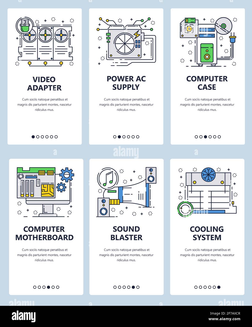 Vector web site linear art onboarding screens template. Computer system ...