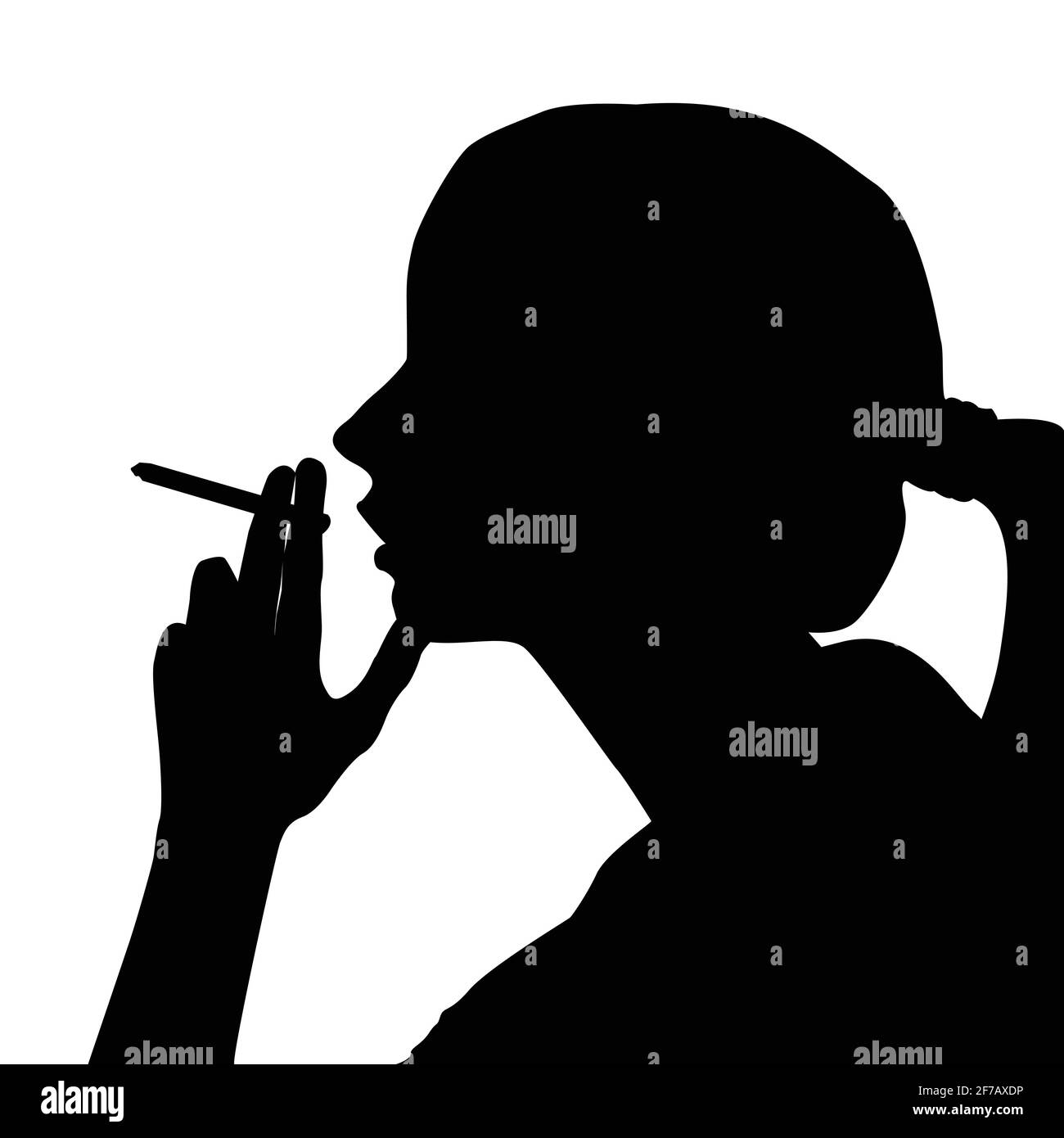 Silhouette woman smoking cigarette Stock Vector Images - Alamy