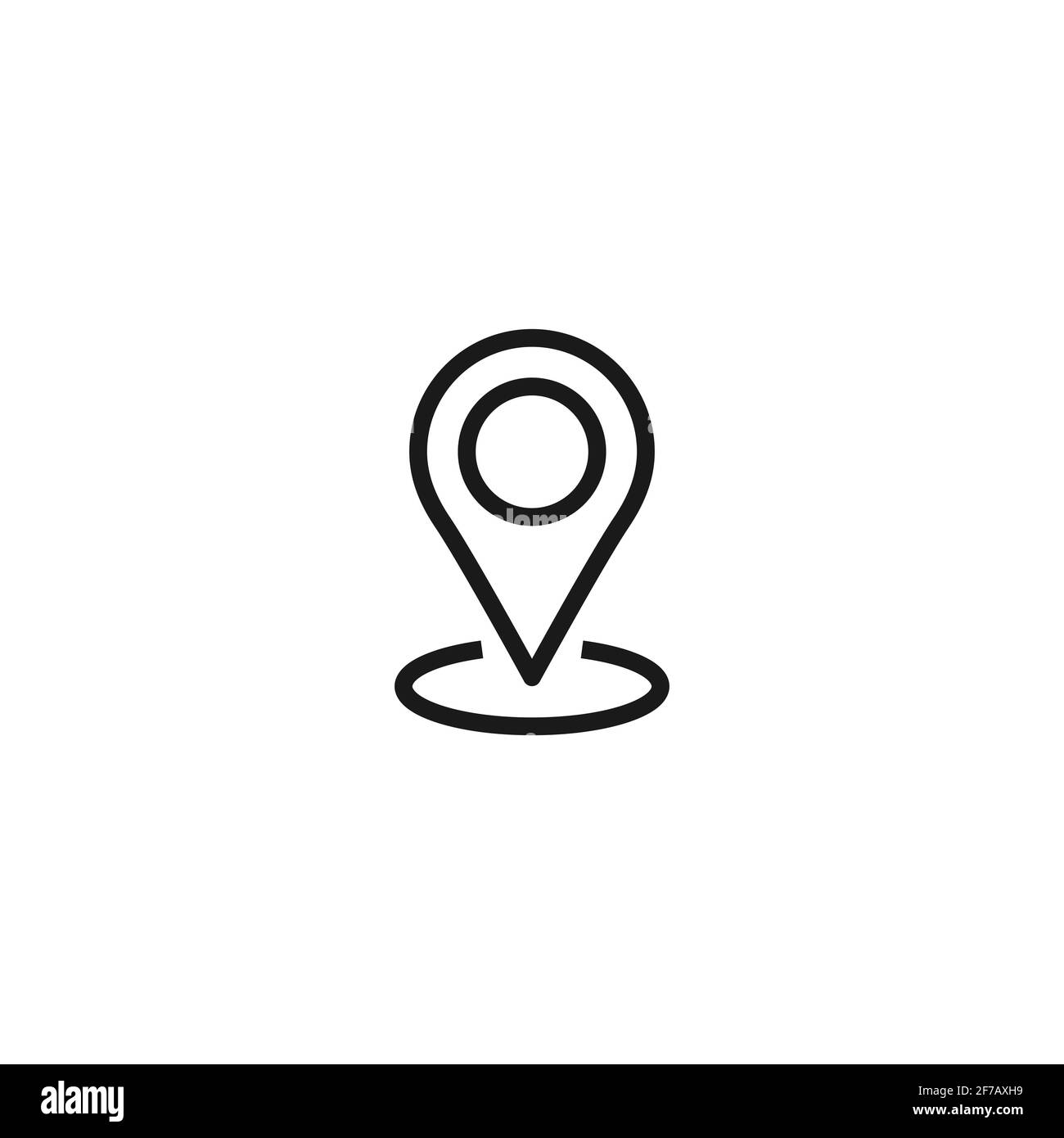 Outline location icon. GPS pointer. Map pin. Navigator guide. Vector line simple button. Black ...