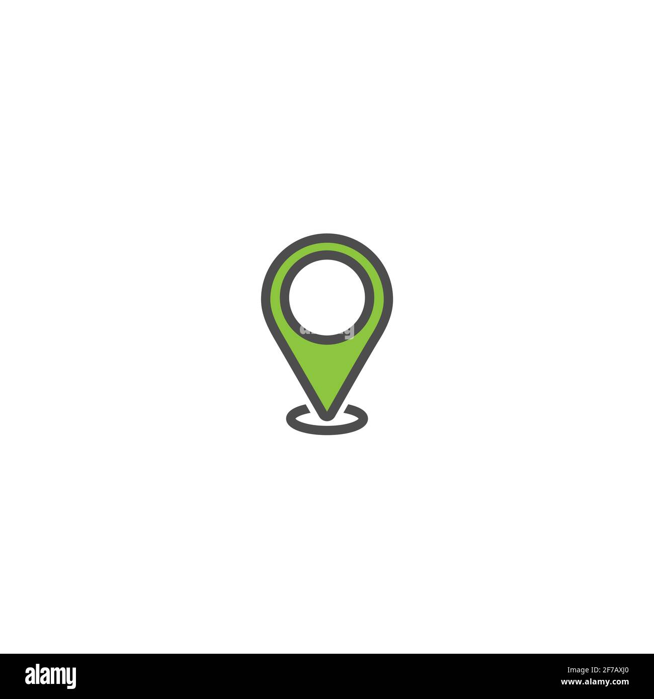 Outline location icon. GPS pointer. Map pin. Navigator guide. Vector line simple button. green ...