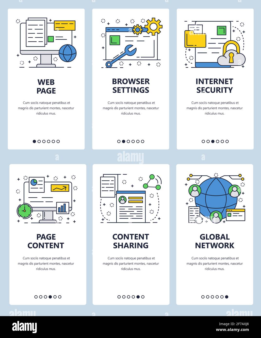 Vector Web Site Linear Art Onboarding Screens Template Web Page Content Browser Setting And