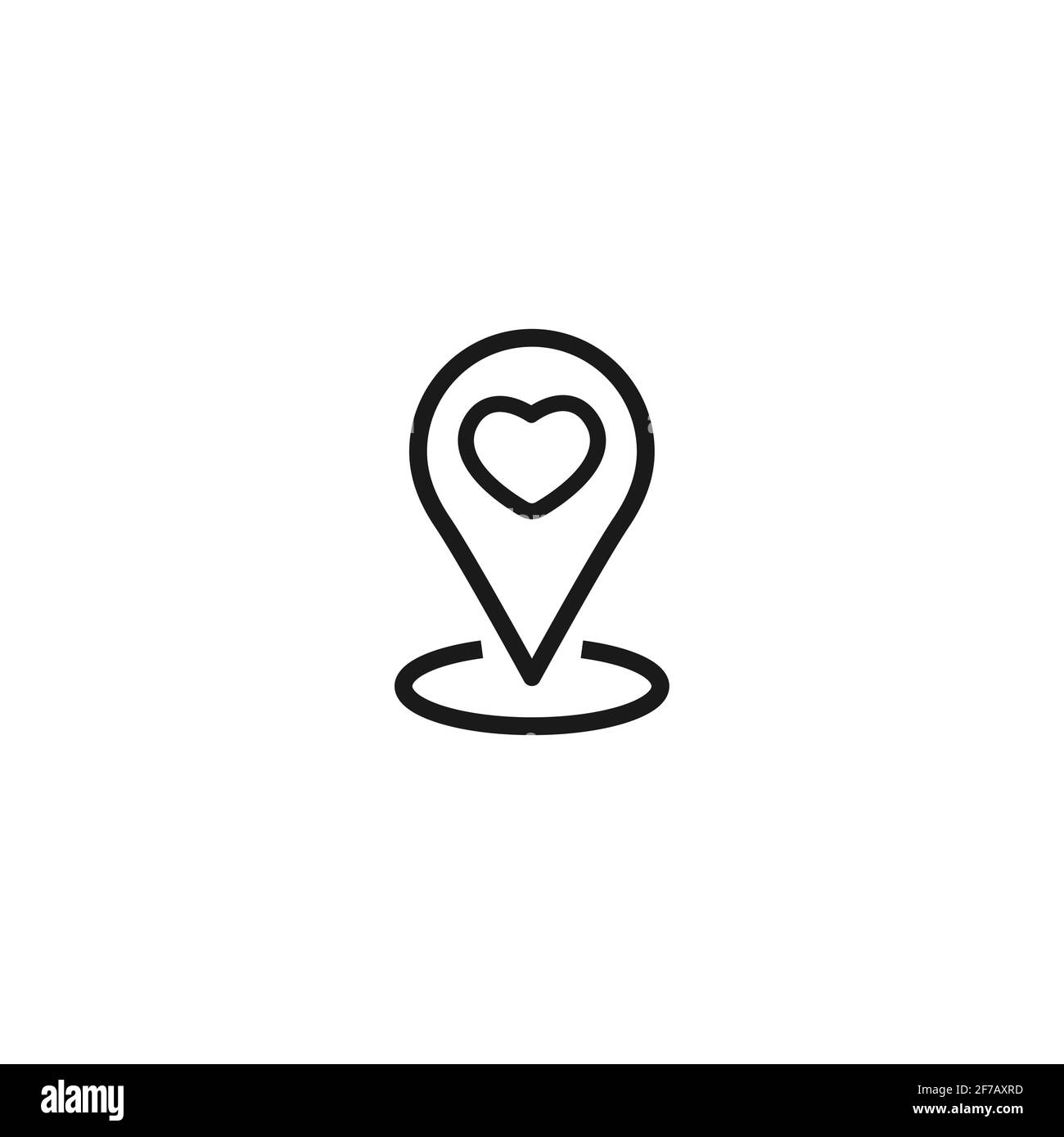 location icon with red heart. GPS pointer. Favorite place. Map pin. Navigator guide button ...