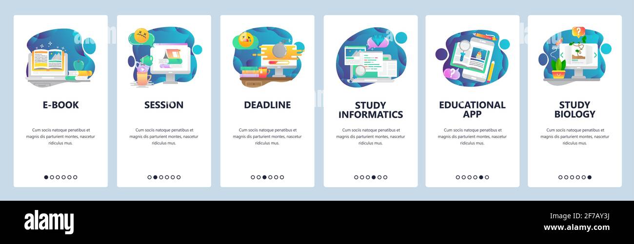 Web Site Onboarding Screens School Education And E Learning Menu Vector Banner Template For