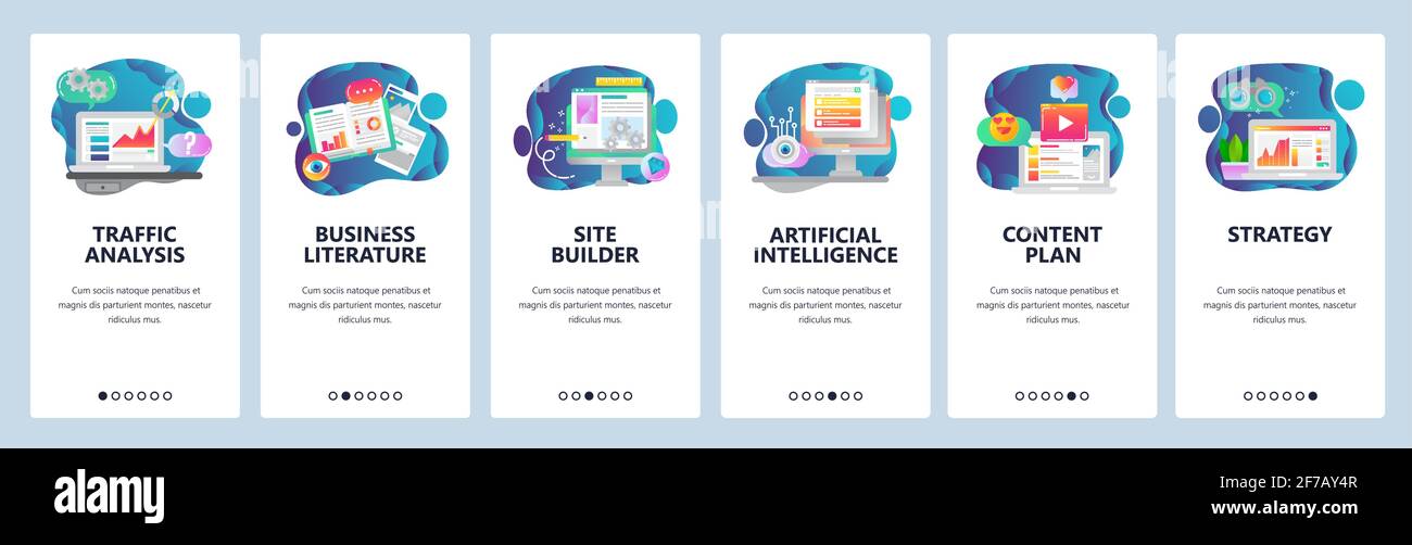 Web site onboarding screens. Traffic analysis, AI, business development ... Web site onboarding screens. Traffic analysis, AI, business development ...