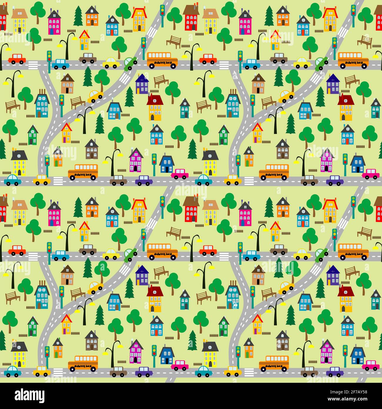 Seamless background of cartoon countryside scene Stock Vector Image ...
