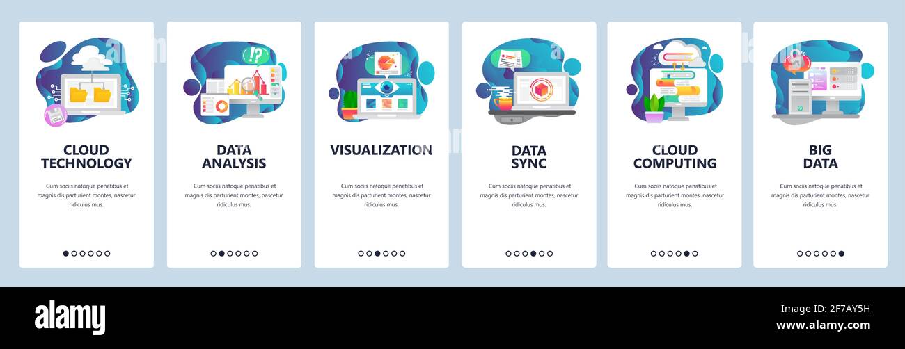 Web Site Onboarding Screens New Technologies Cloud Storage Big Data