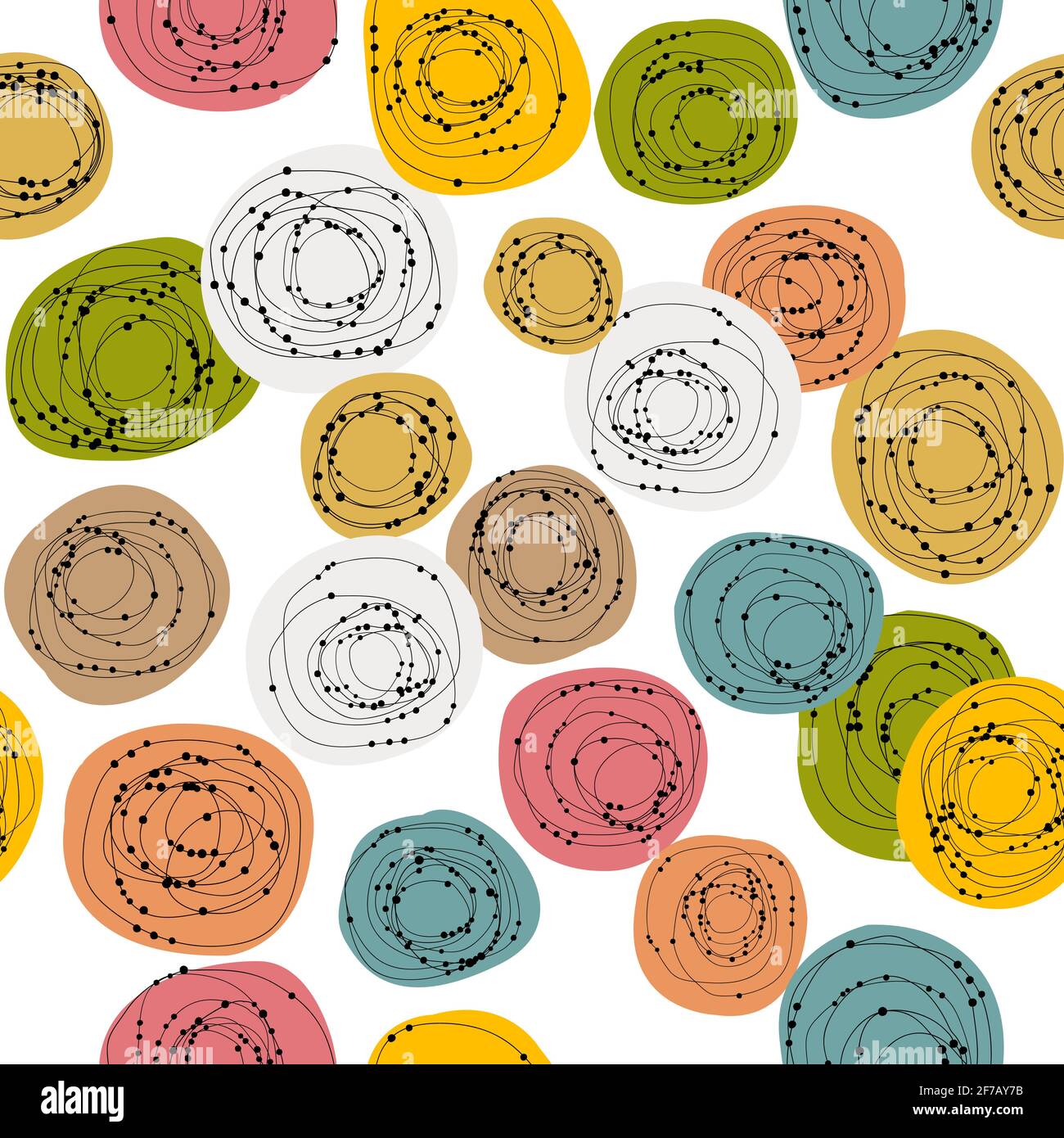 Colorful seamless background with doodle circles and dots Stock Vector ...