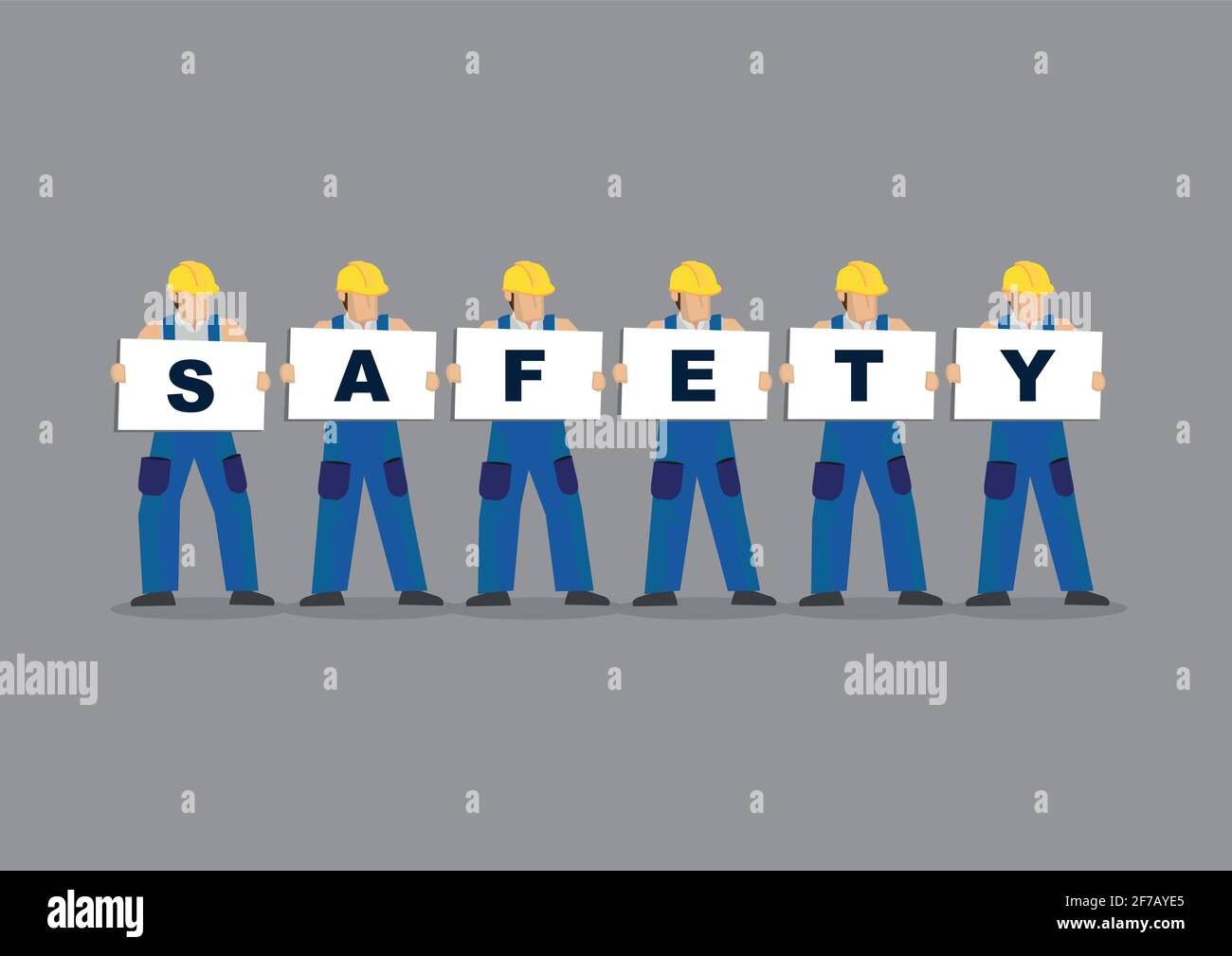 Vector Illustration of construction workers holding white board cards ...