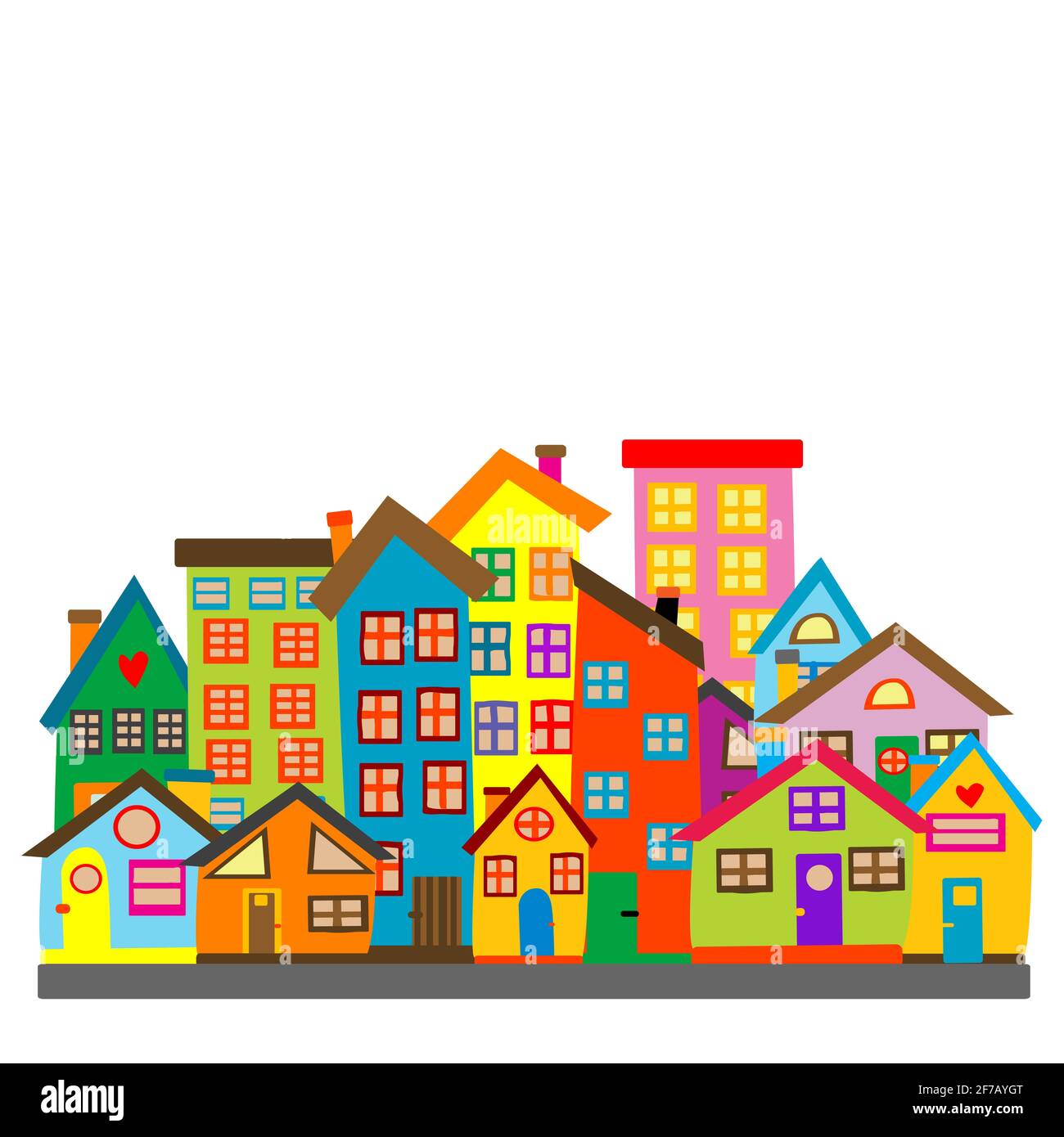 Cartoon colored houses on white background Stock Vector Image & Art - Alamy