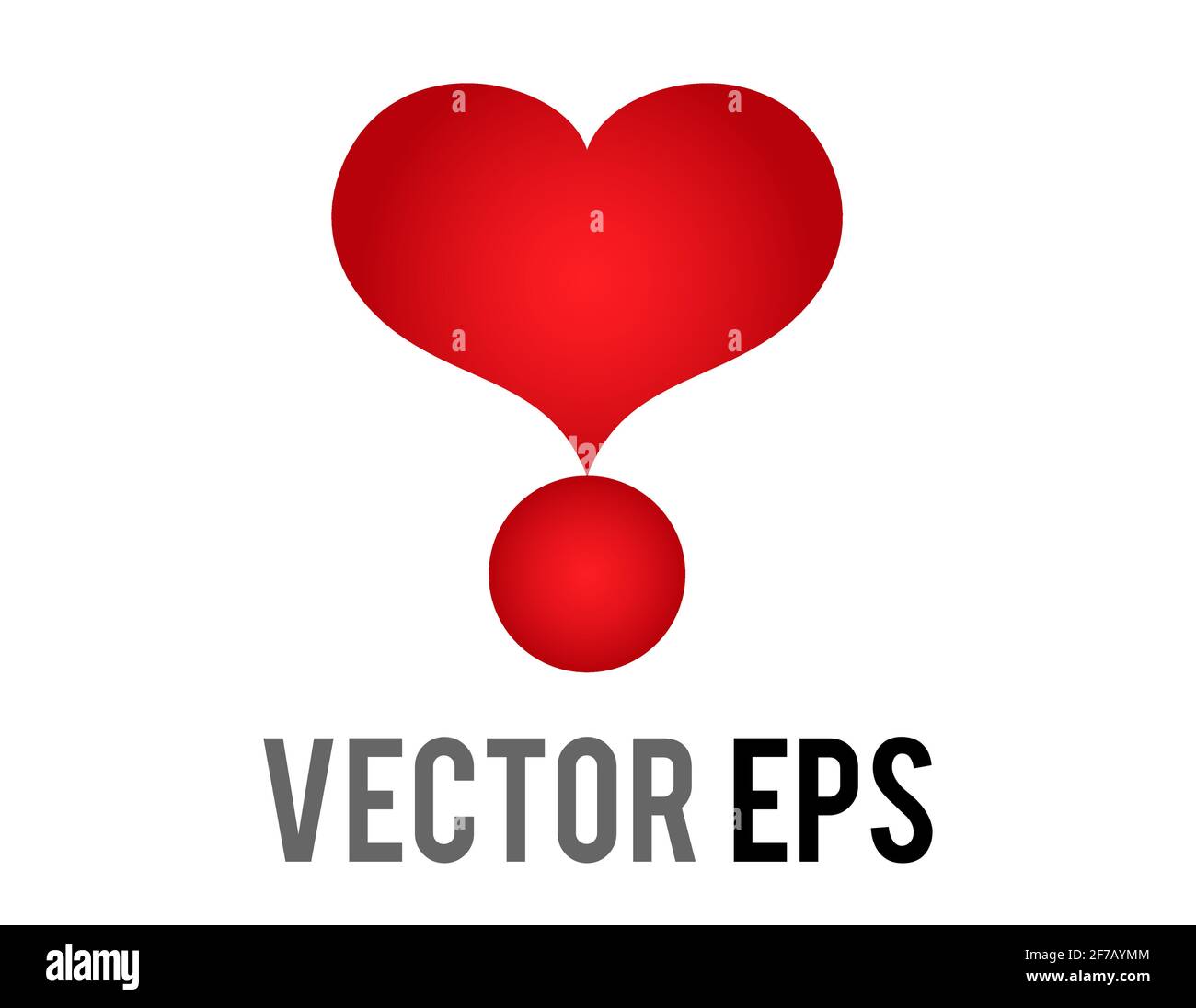 The isolated vector love red glossy love heart exclamation mark icon ...