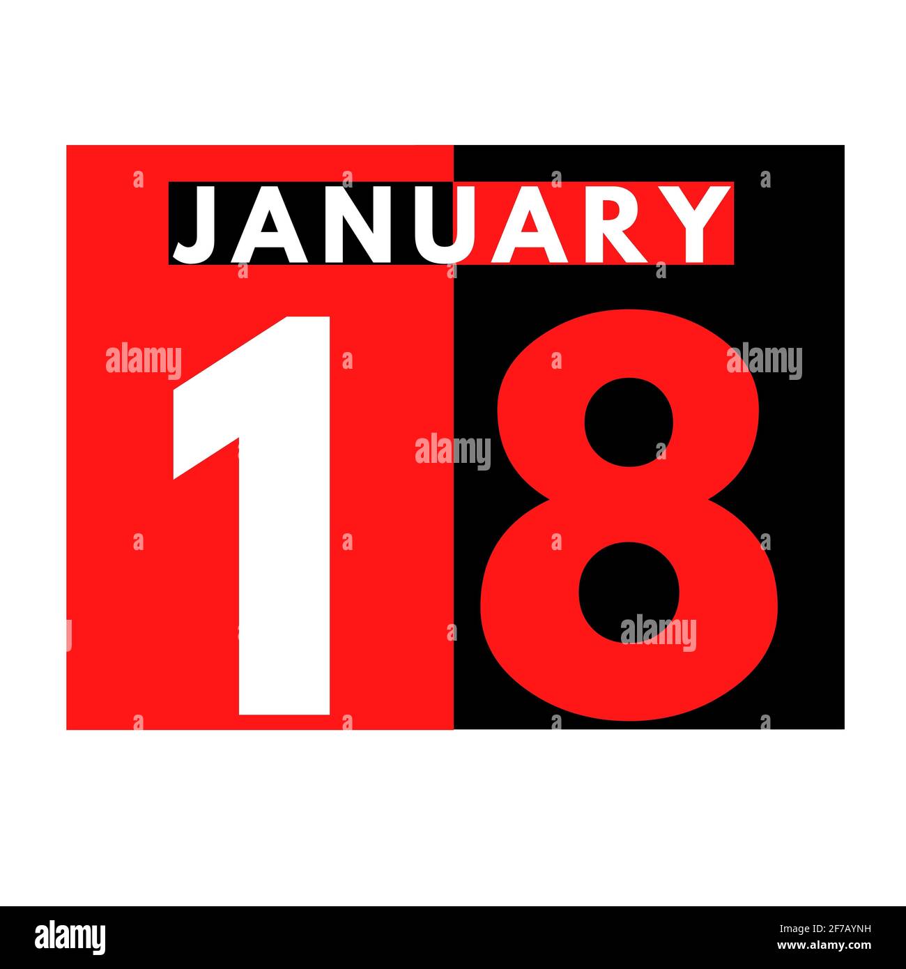 January 18 . Flat daily calendar icon .date ,day, month .calendar for ...