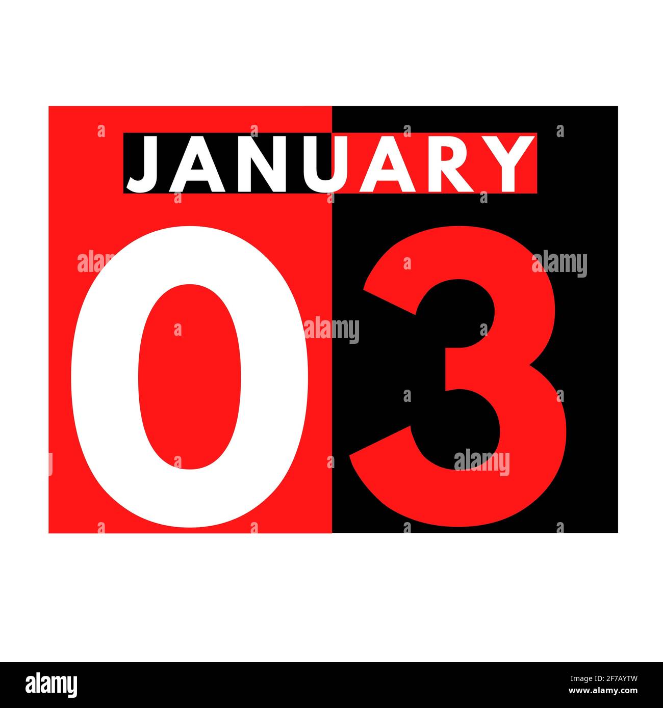 January 3 . Flat daily calendar icon .date ,day, month .calendar for ...