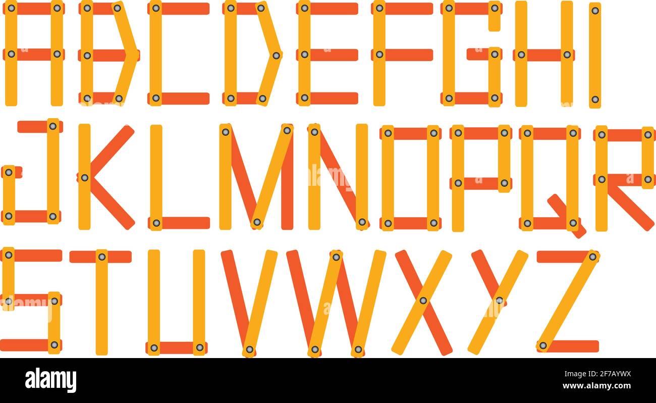 Complete set of vector font design with angular alphabets formed by ...