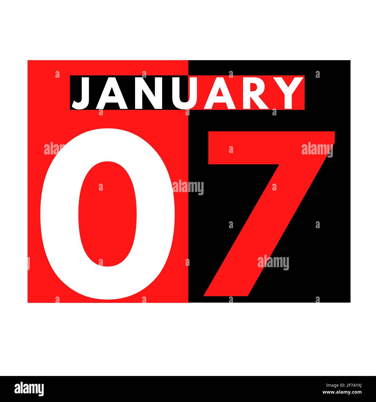 January 7 . Flat daily calendar icon .date ,day, month .calendar for ...