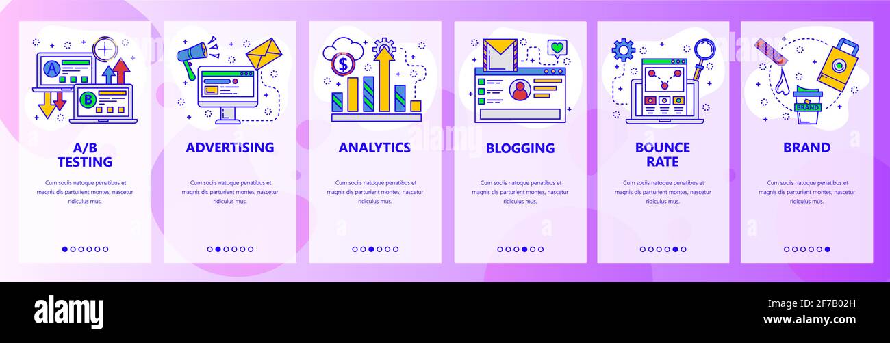 Web site onboarding screens. Digital marketing, analytics and online ...
