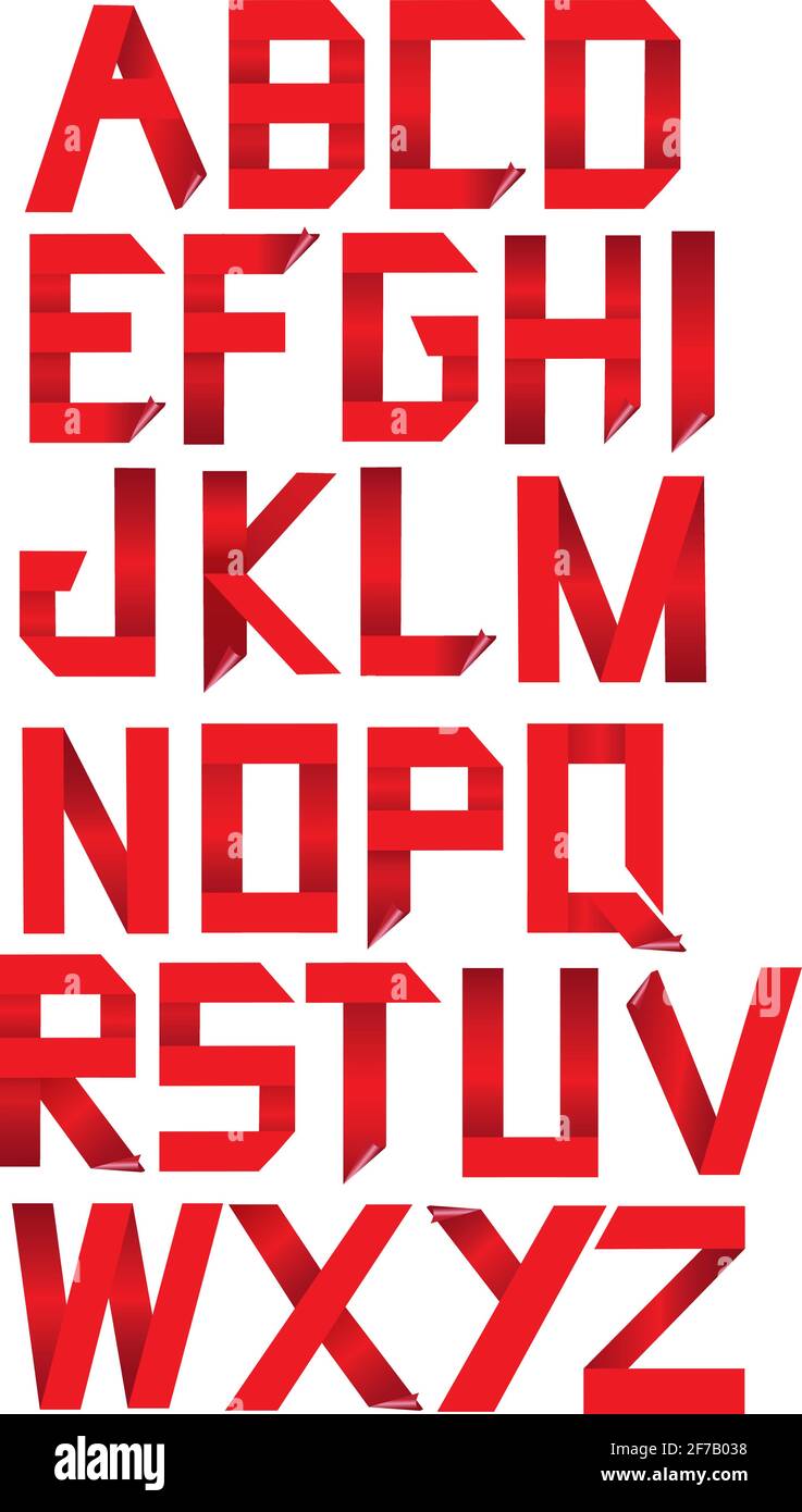 Red Paper Folding font. Vector illustration Stock Vector Image & Art ...
