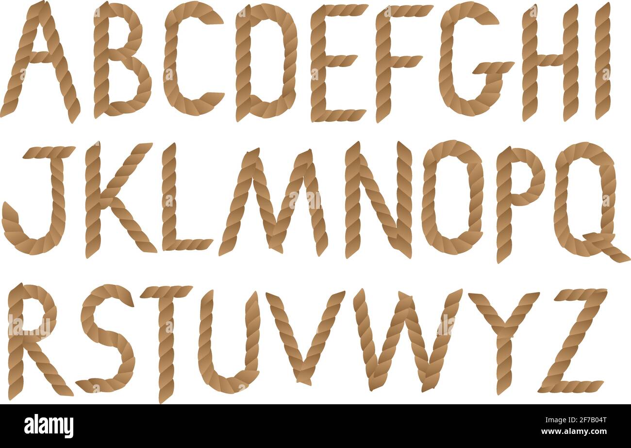 Vector illustration of Rope-looking font. Alphabet from A to Z Stock ...