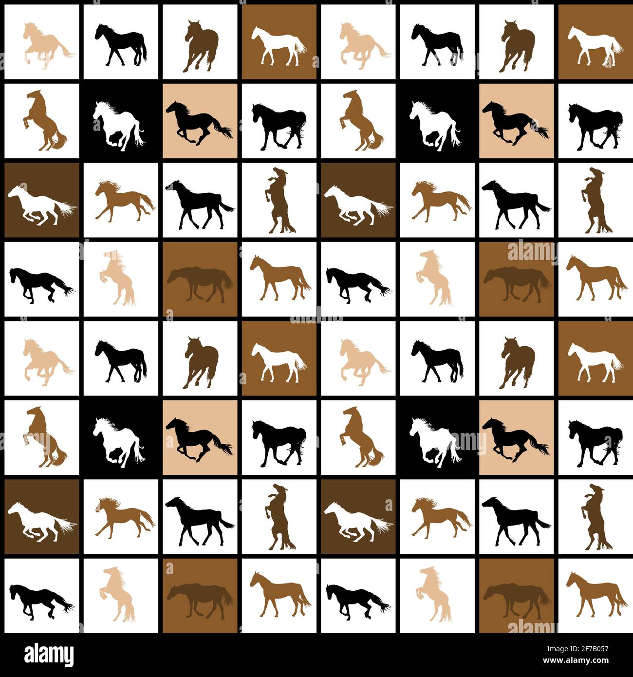 Geometrical seamless pattern with horses silhouettes and squares Stock ...