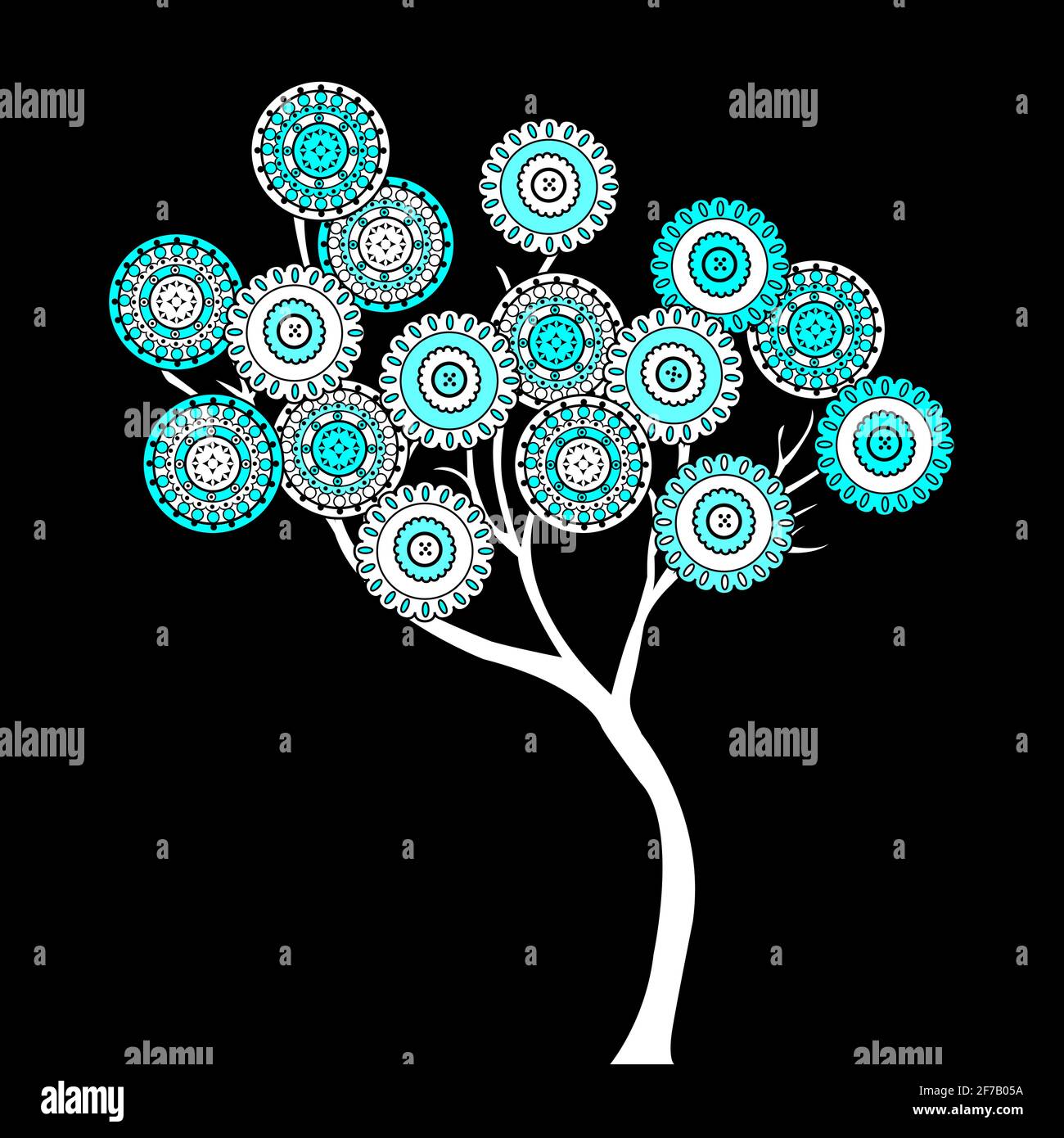 Tree flowers trunk Stock Vector Images - Alamy