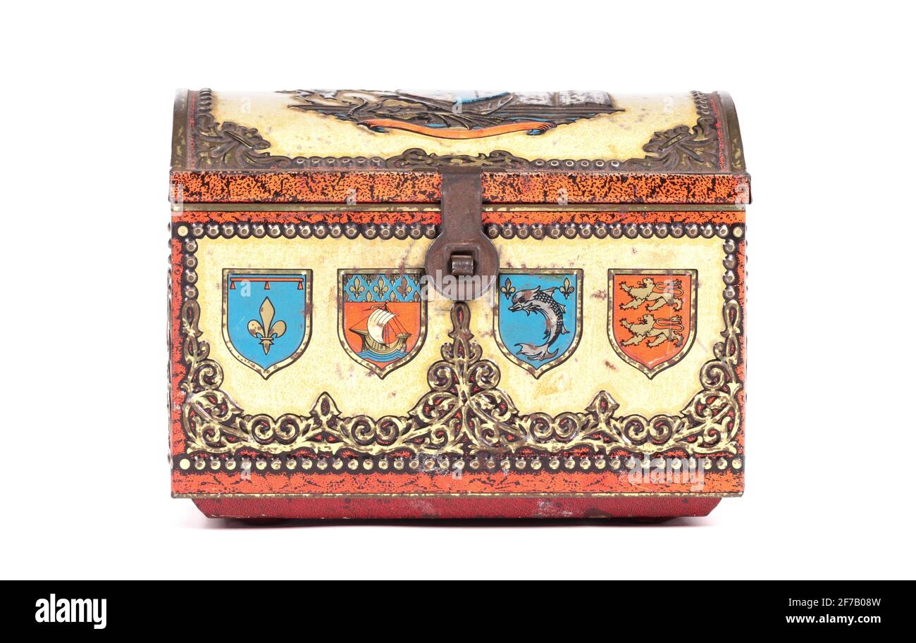 Very old small chest, isolated on white Stock Photo - Alamy