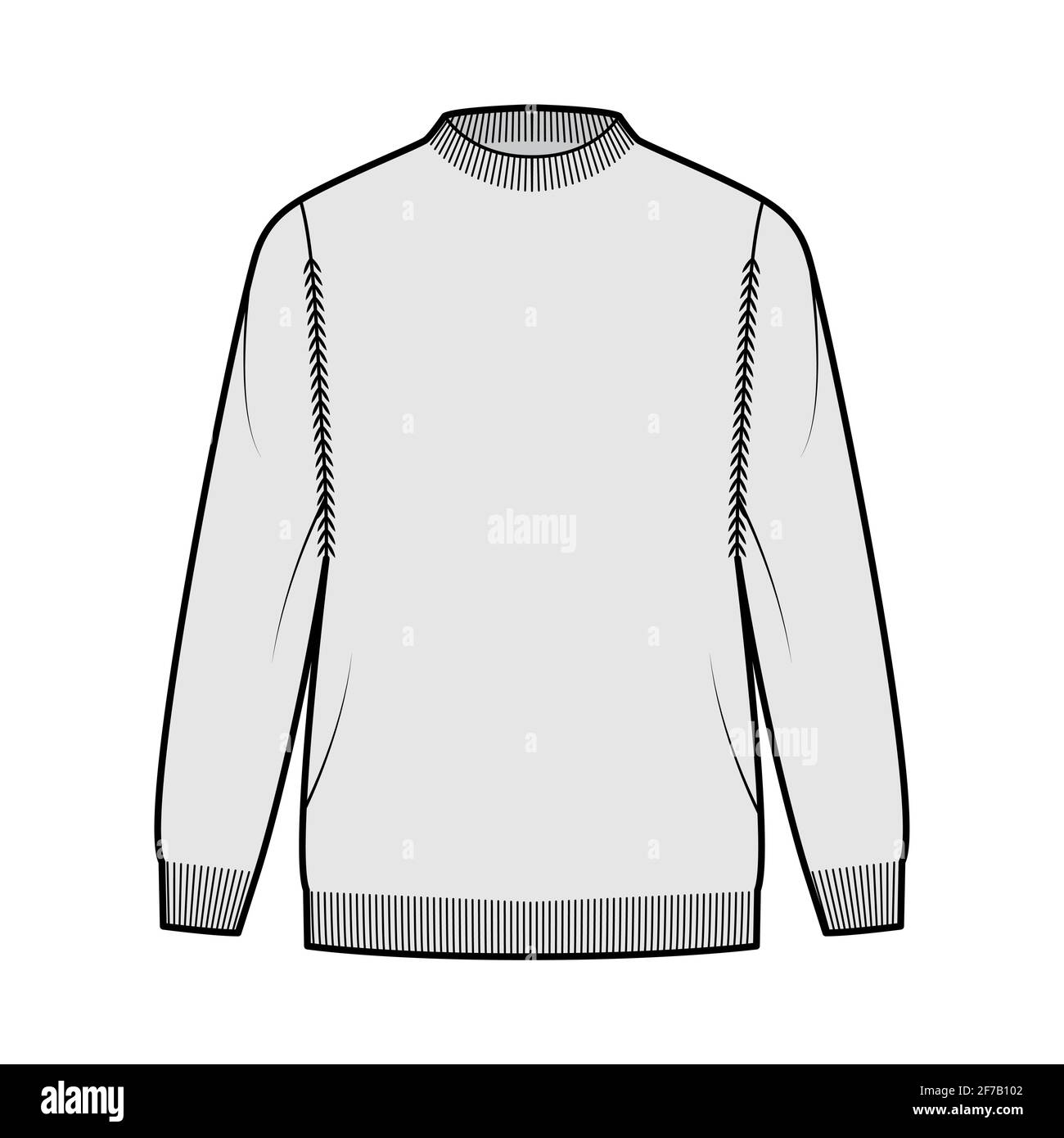 Fisherman Sweater technical fashion illustration with rib crewneck ...