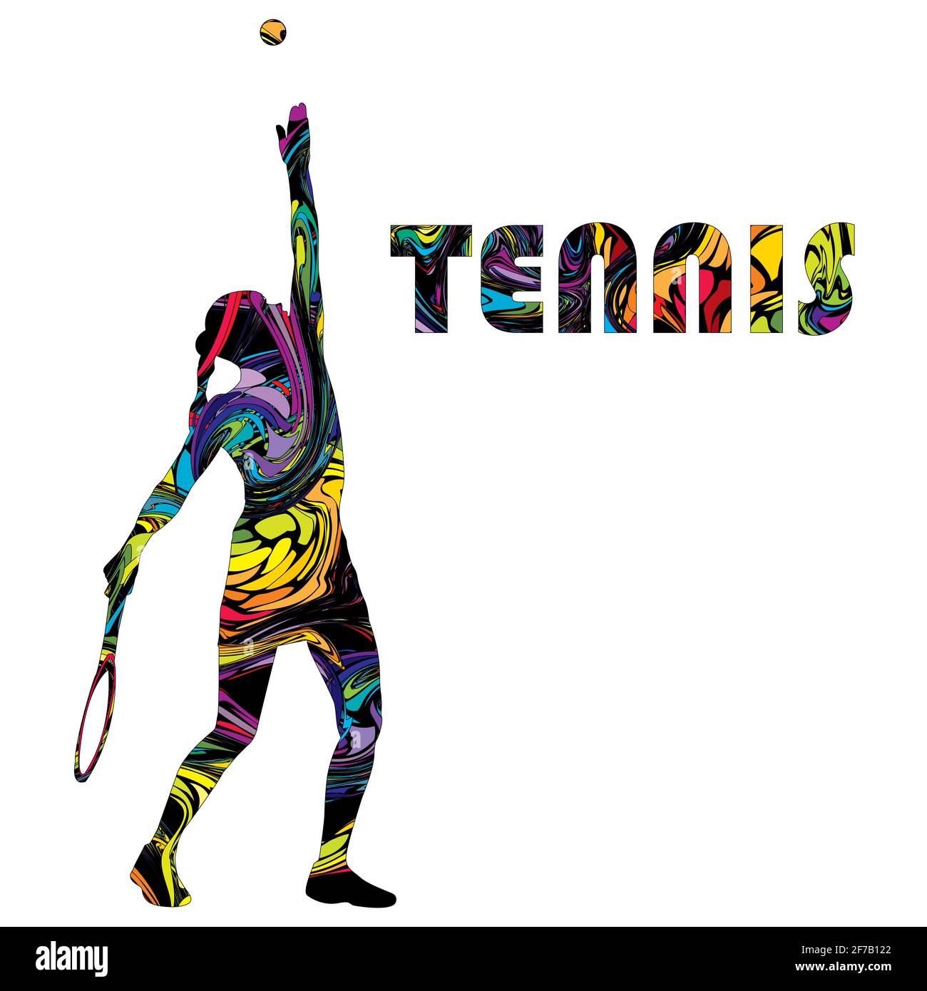 Tennis banner with colorful silhouette of a woman tennis player Stock ...
