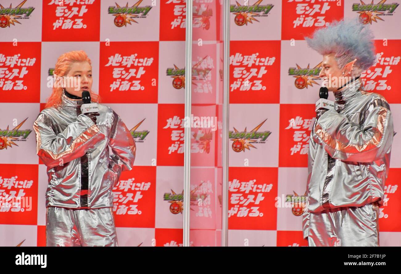 Actors Shota Sometani and Shinnosuke Mitsushima(R) attend a promotional ...
