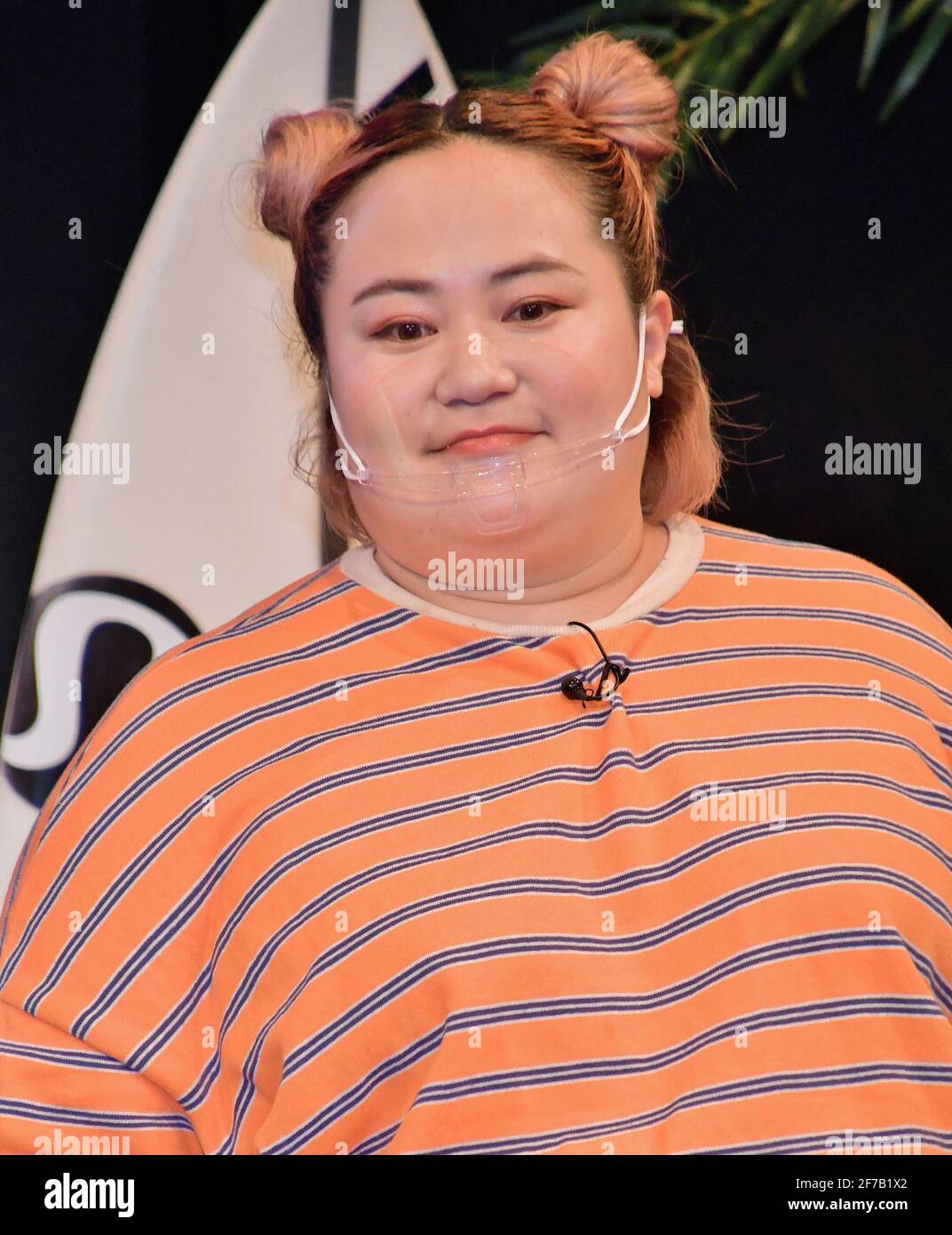 Comedian Yui P(Yui Fujino) of Okazu Club attend a press conference in ...