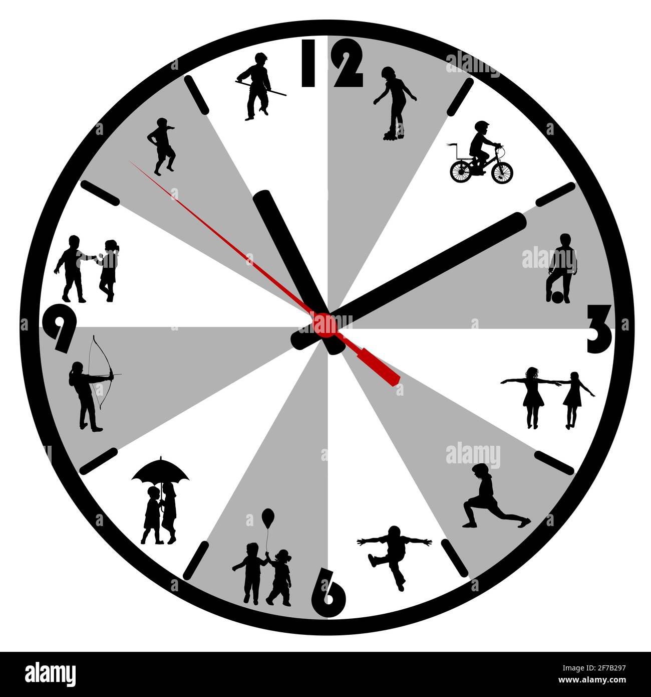 Wall clock with silhouettes of children Stock Vector Image & Art - Alamy