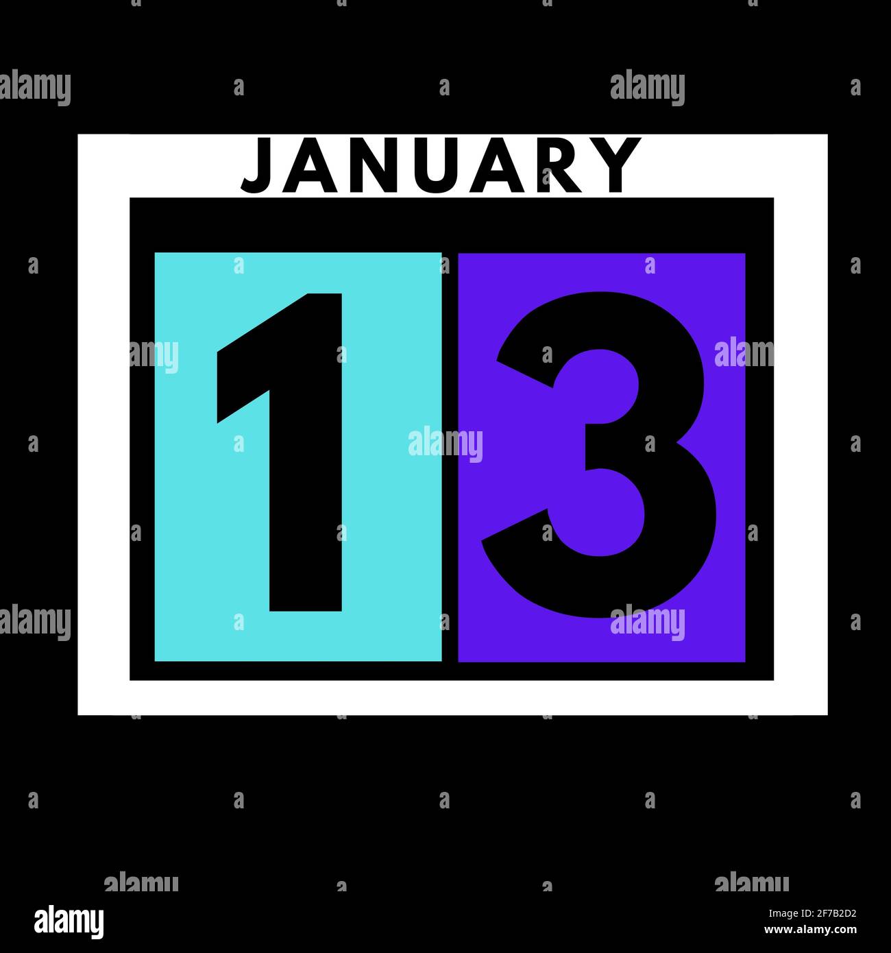 January 13 . colored flat daily calendar icon .date ,day, month ...