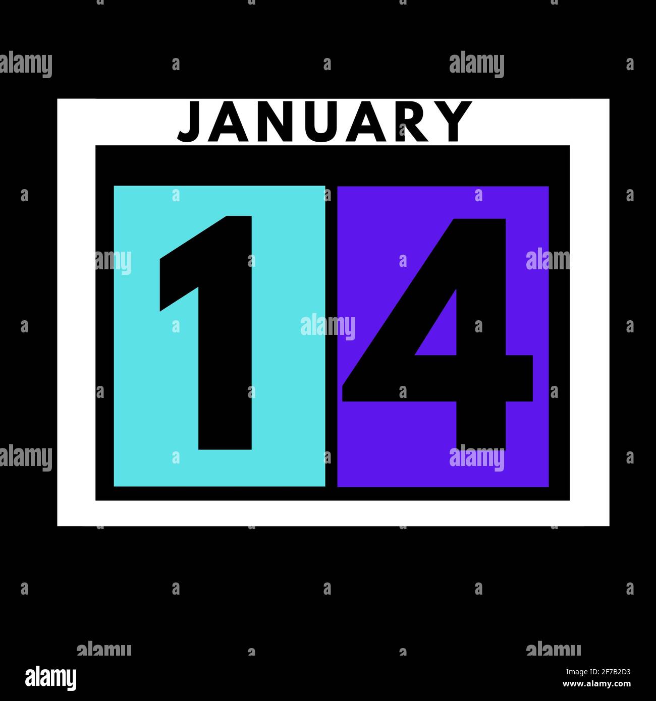 January 14 . colored flat daily calendar icon .date ,day, month ...