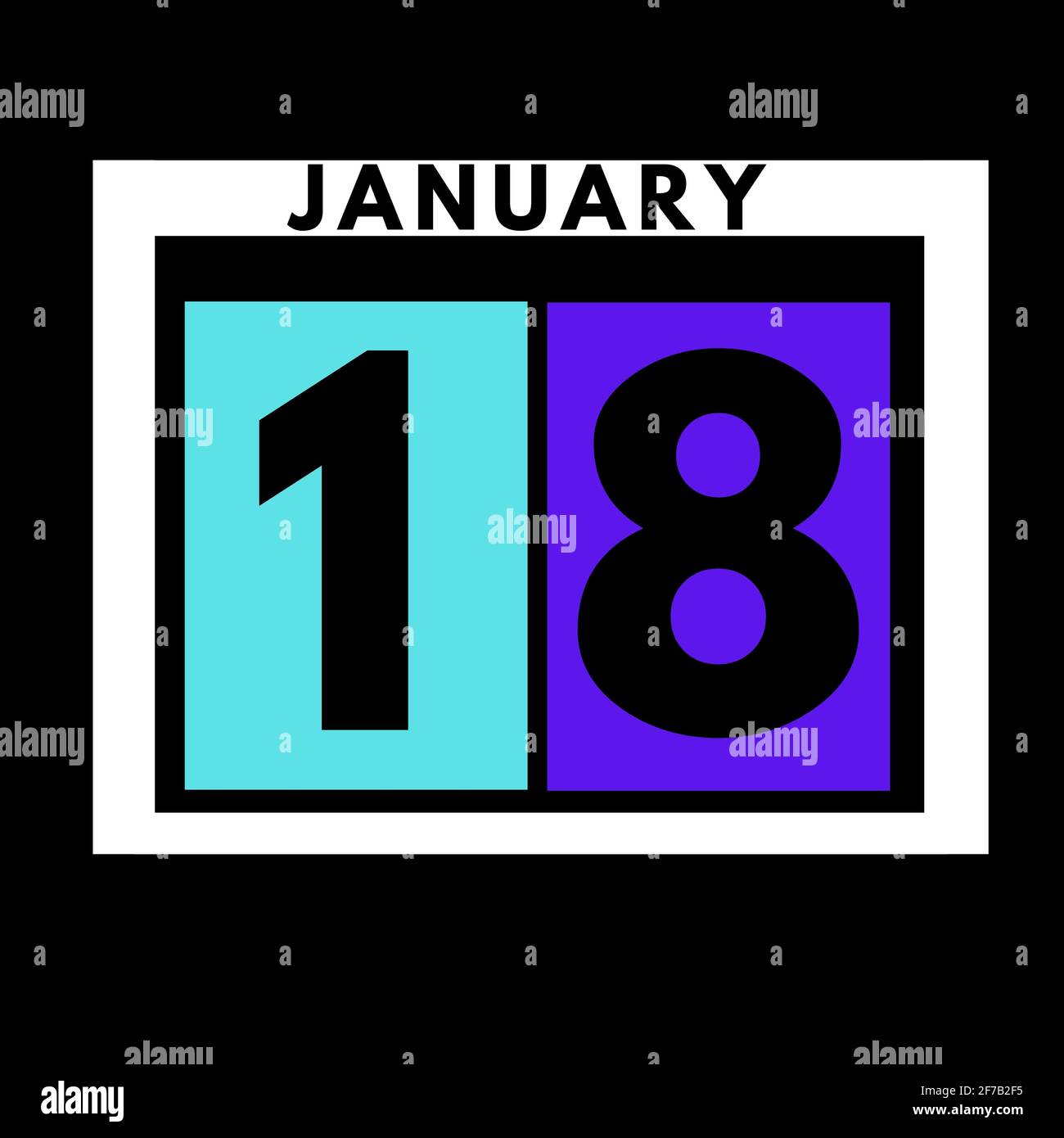 January 18 . colored flat daily calendar icon .date ,day, month ...
