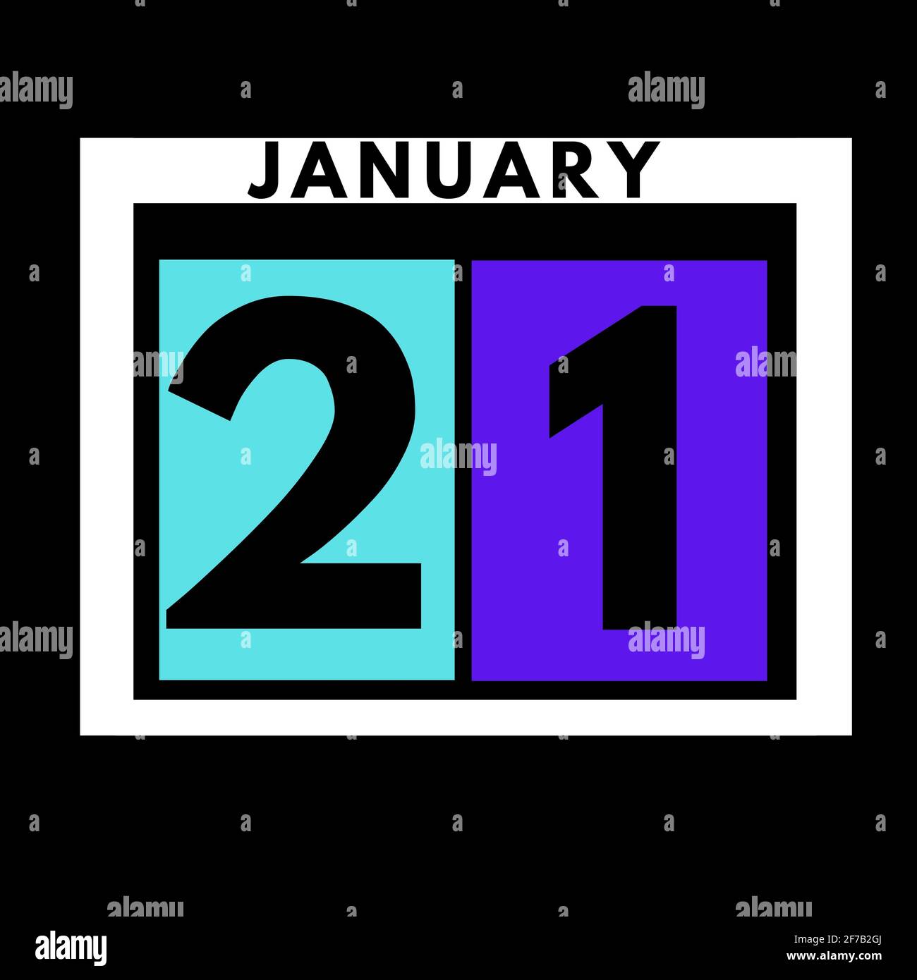 January 21 . colored flat daily calendar icon .date ,day, month ...