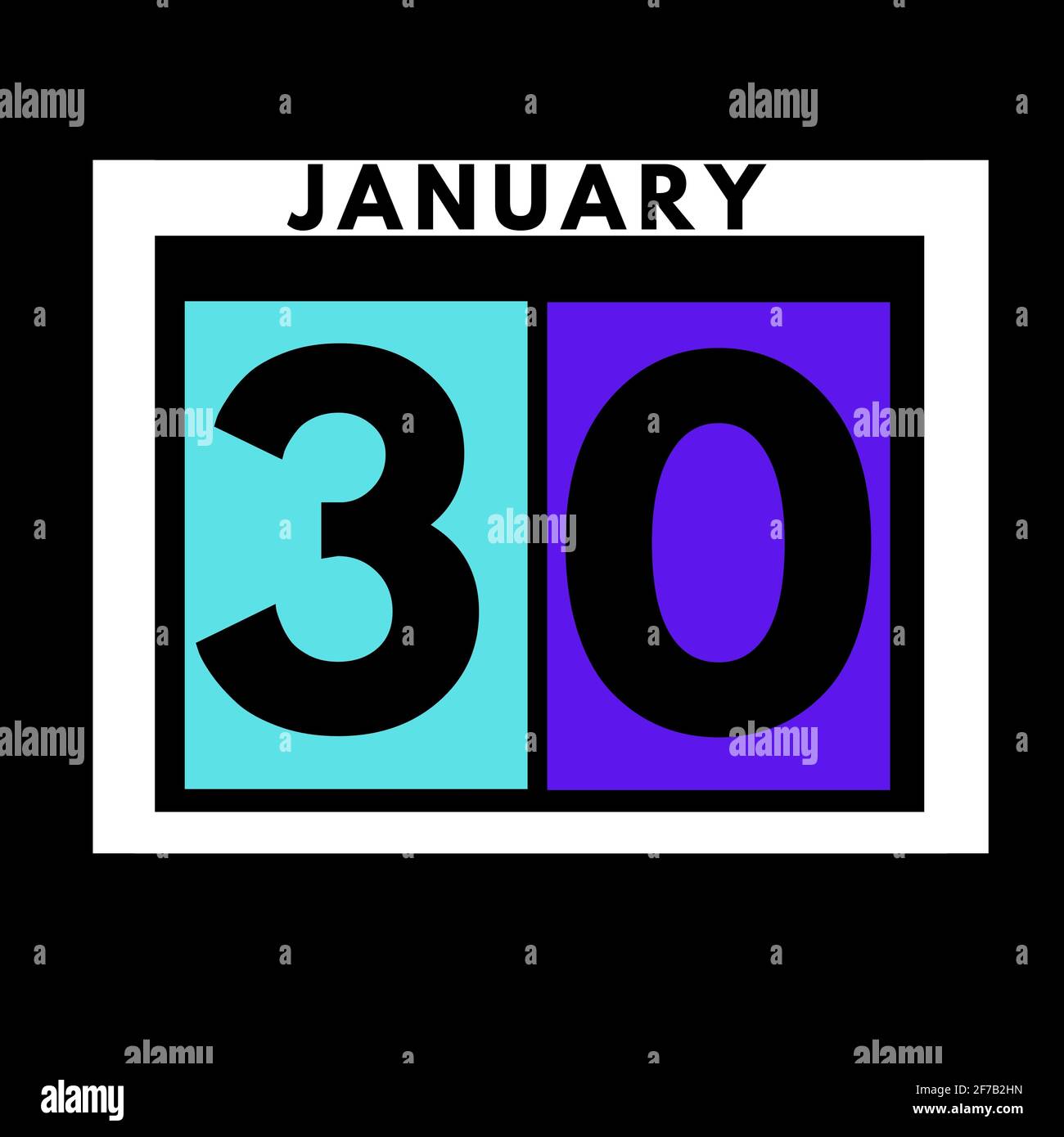 January 30 . colored flat daily calendar icon .date ,day, month ...