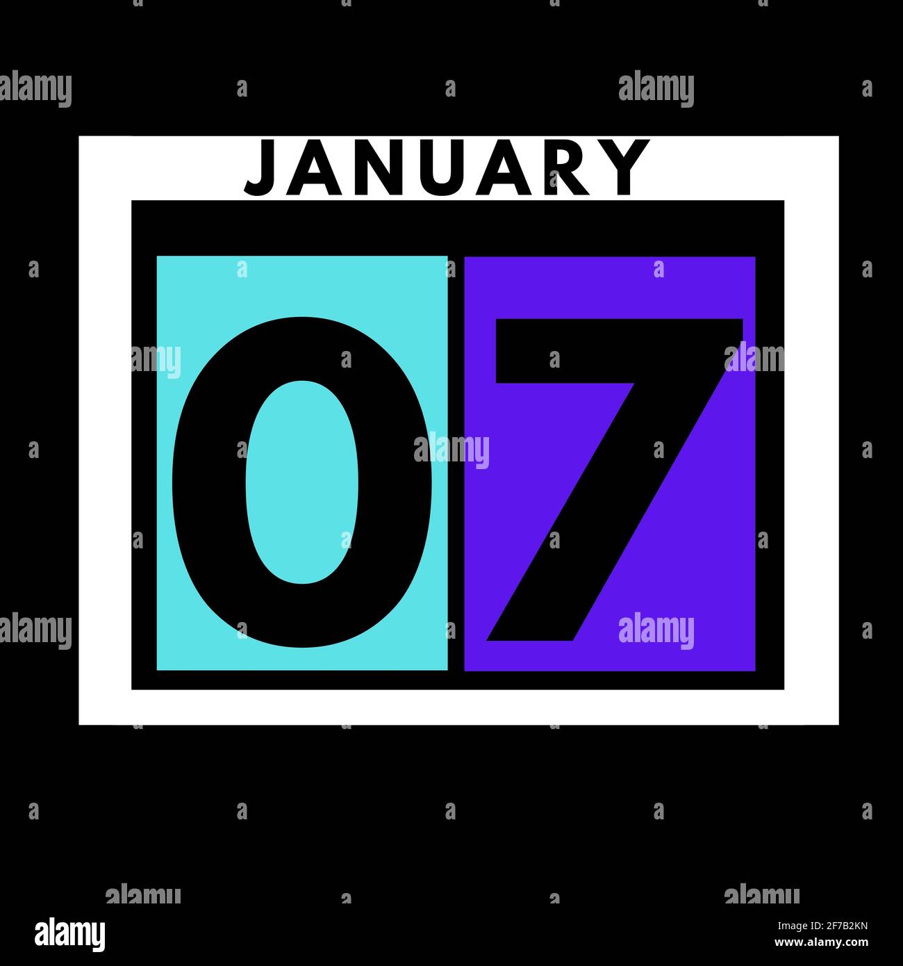 January 7 . colored flat daily calendar icon .date ,day, month ...