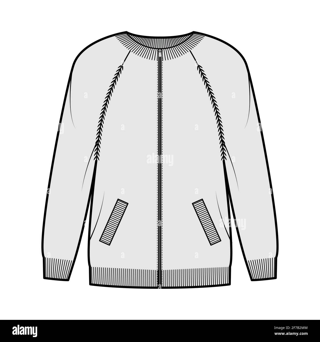 Black zip up cardigan Stock Vector Images - Alamy