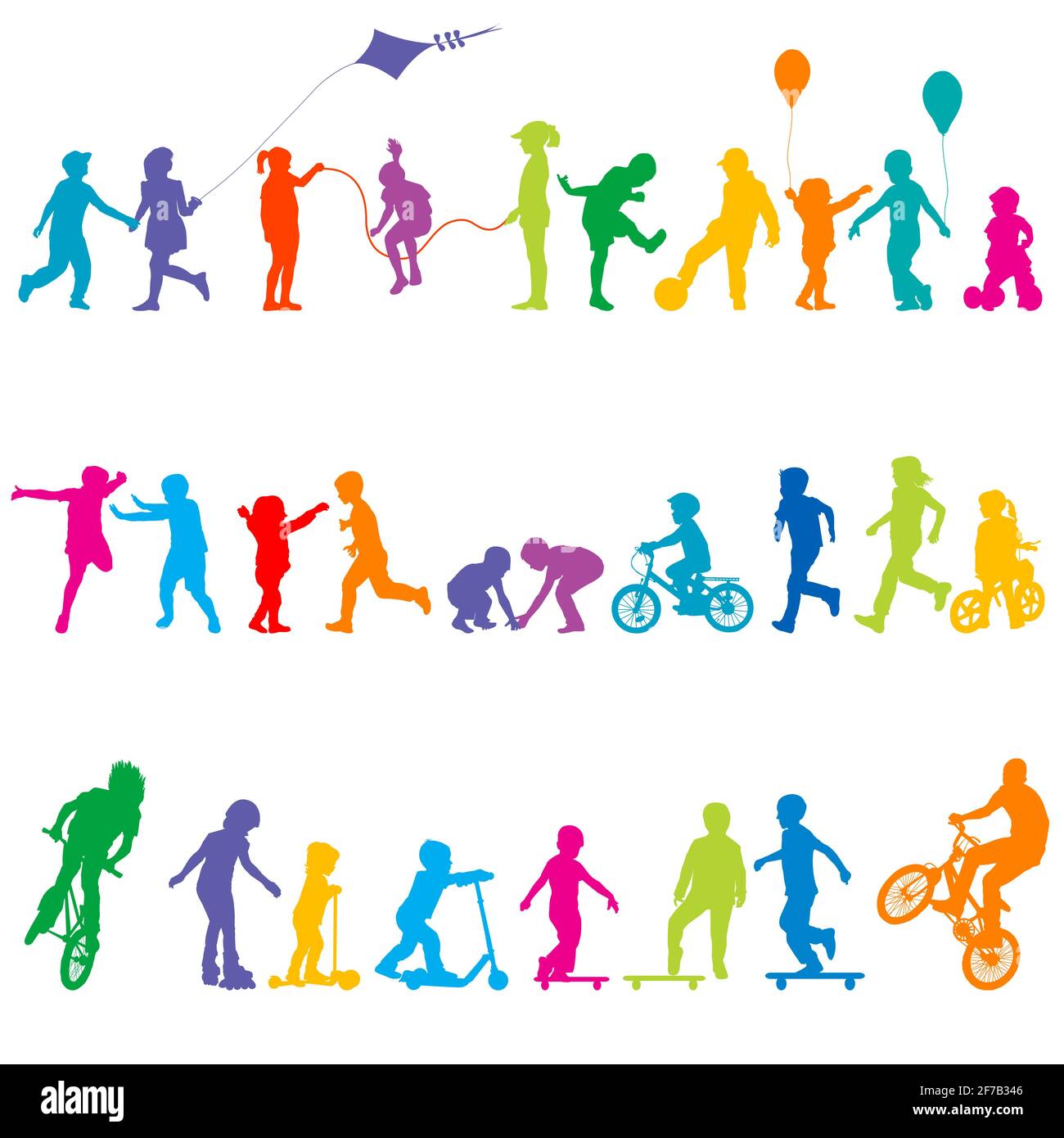 Colored active children set on white background Stock Vector Image ...