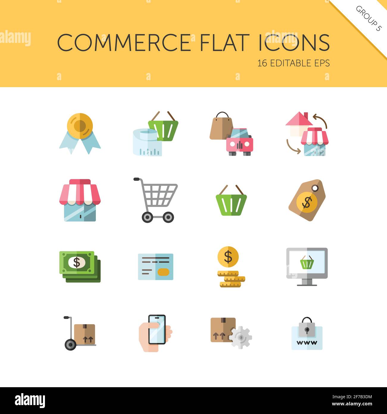 Commerce. Store, tag, security, discount and credit card group ...