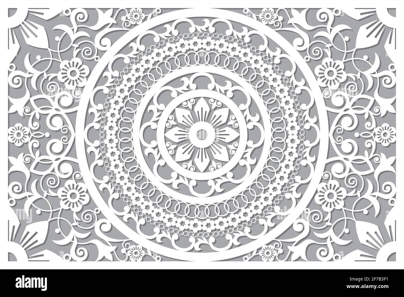 Traditional vector mandala in rectangle design, Moroccan carved wall ...